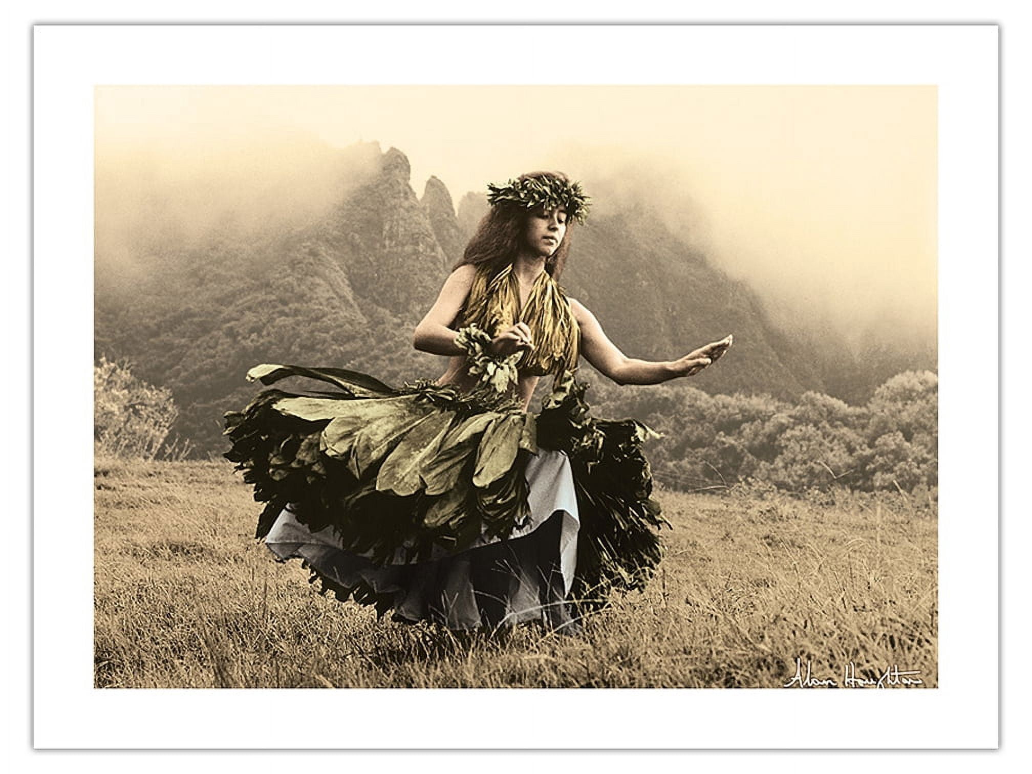 Swaying Skirt - Hawaiian Hula Dancer in Ti Leaf Skirt - Vintage Hand ...
