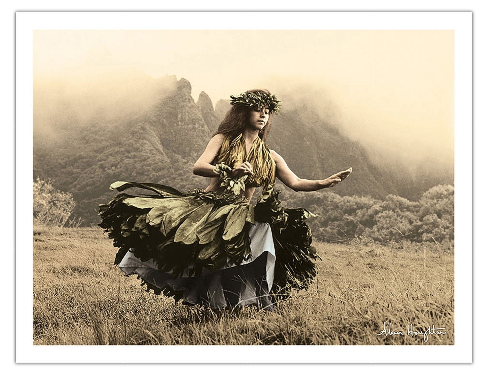 Swaying Skirt - Hawaiian Hula Dancer in Ti Leaf Skirt - Vintage Hand ...