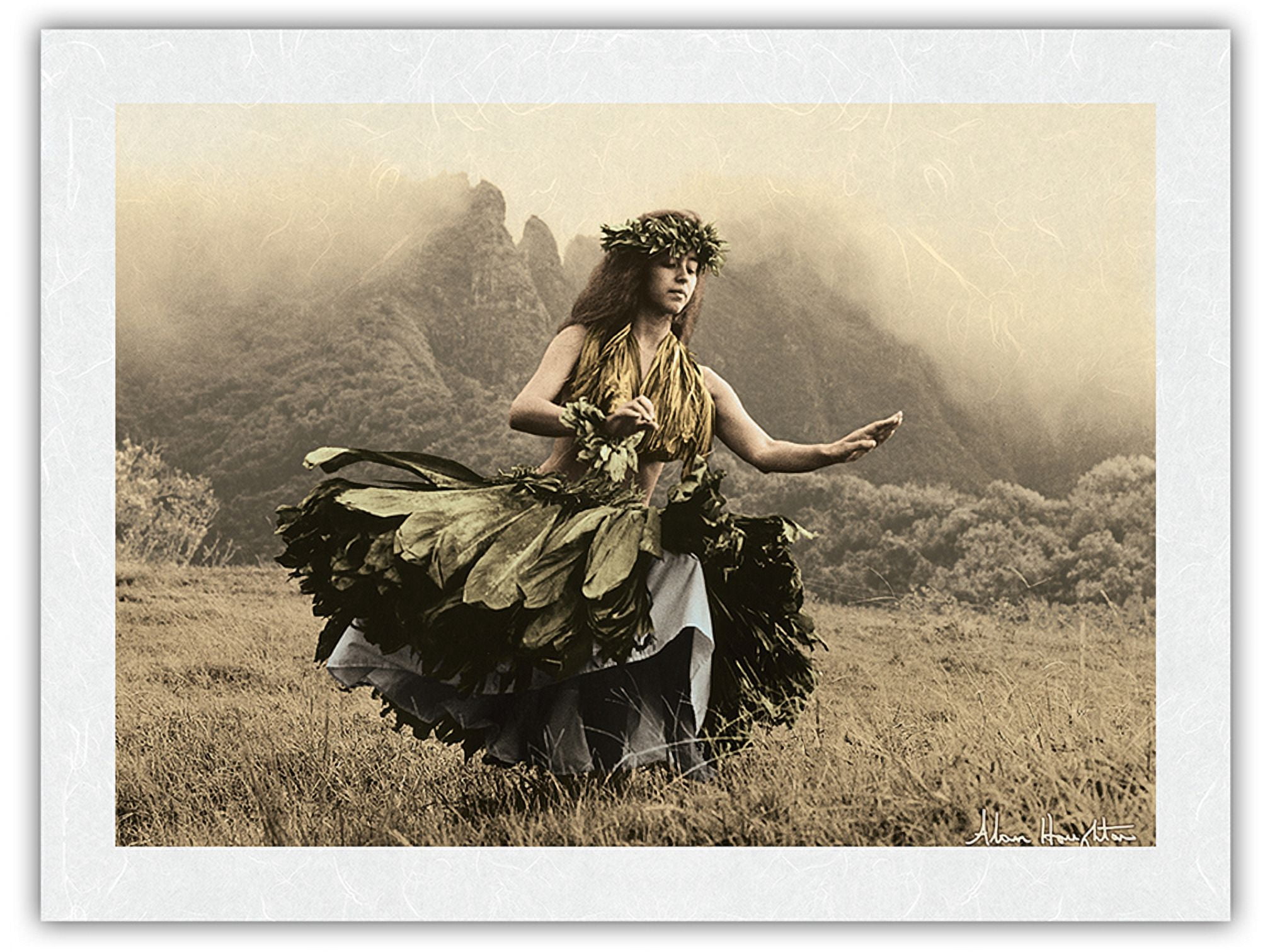 Swaying Skirt - Hawaiian Hula Dancer in Ti Leaf Skirt - Vintage Hand ...