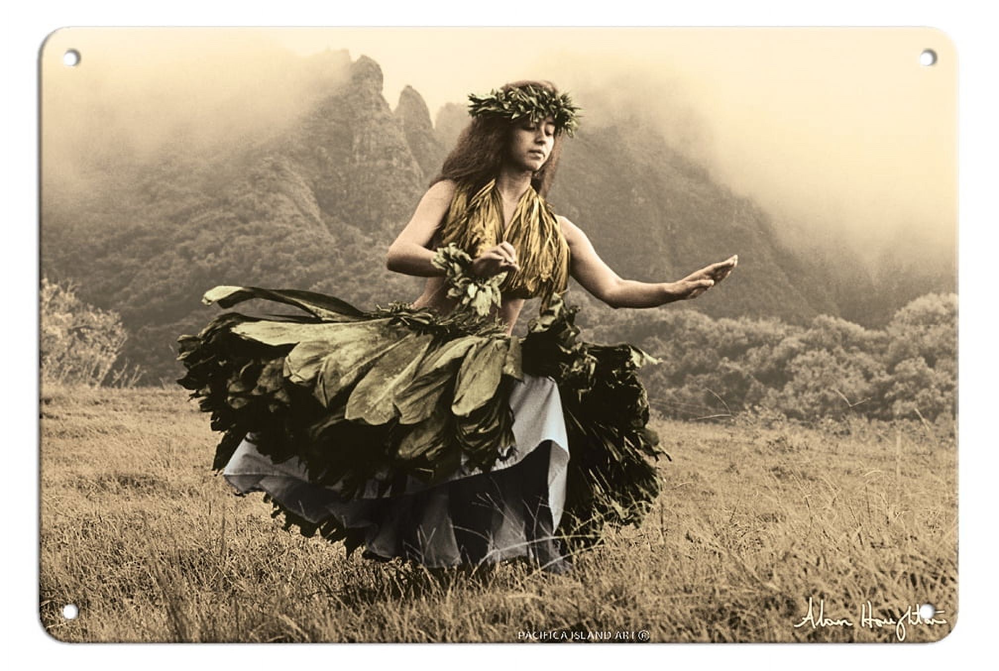 Swaying Skirt - Hawaiian Hula Dancer in Ti Leaf Skirt - Vintage Hand ...
