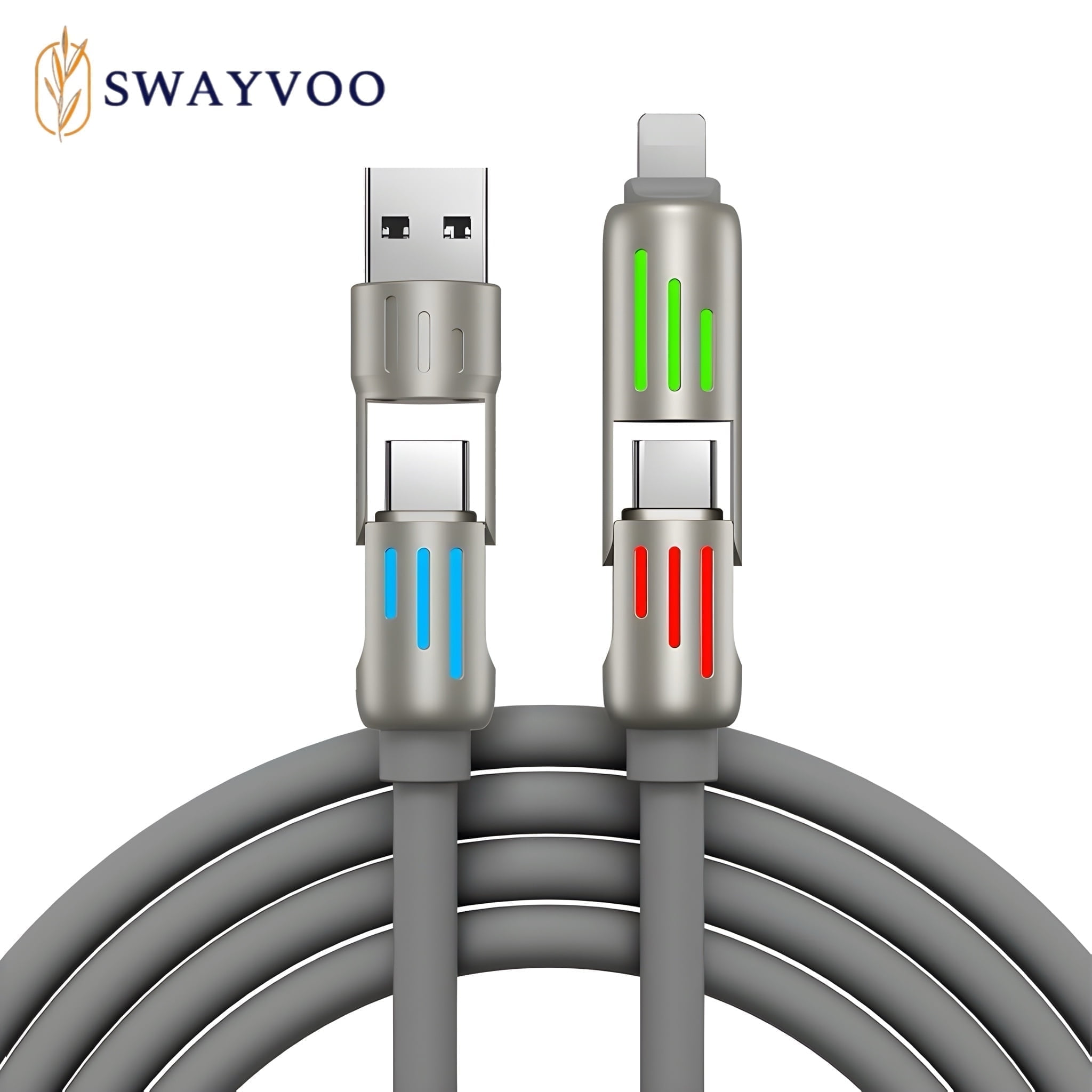 4-in-1 Charging Cable, USB Charging Cable with iPhone Charger, Type C ...
