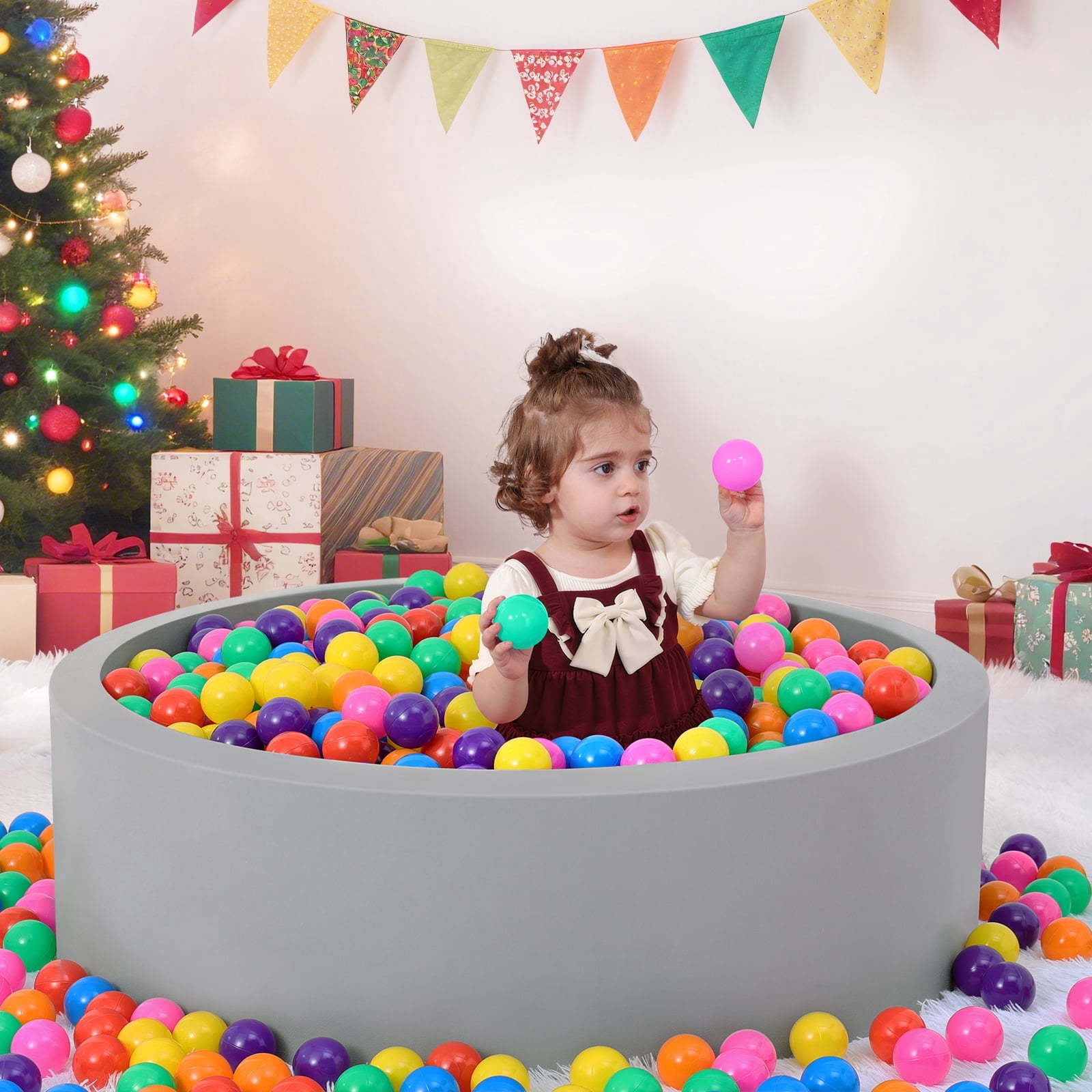 SweHouse Foam Ball Pit for Toddlers & Babies, Large Soft Round Playpen ...
