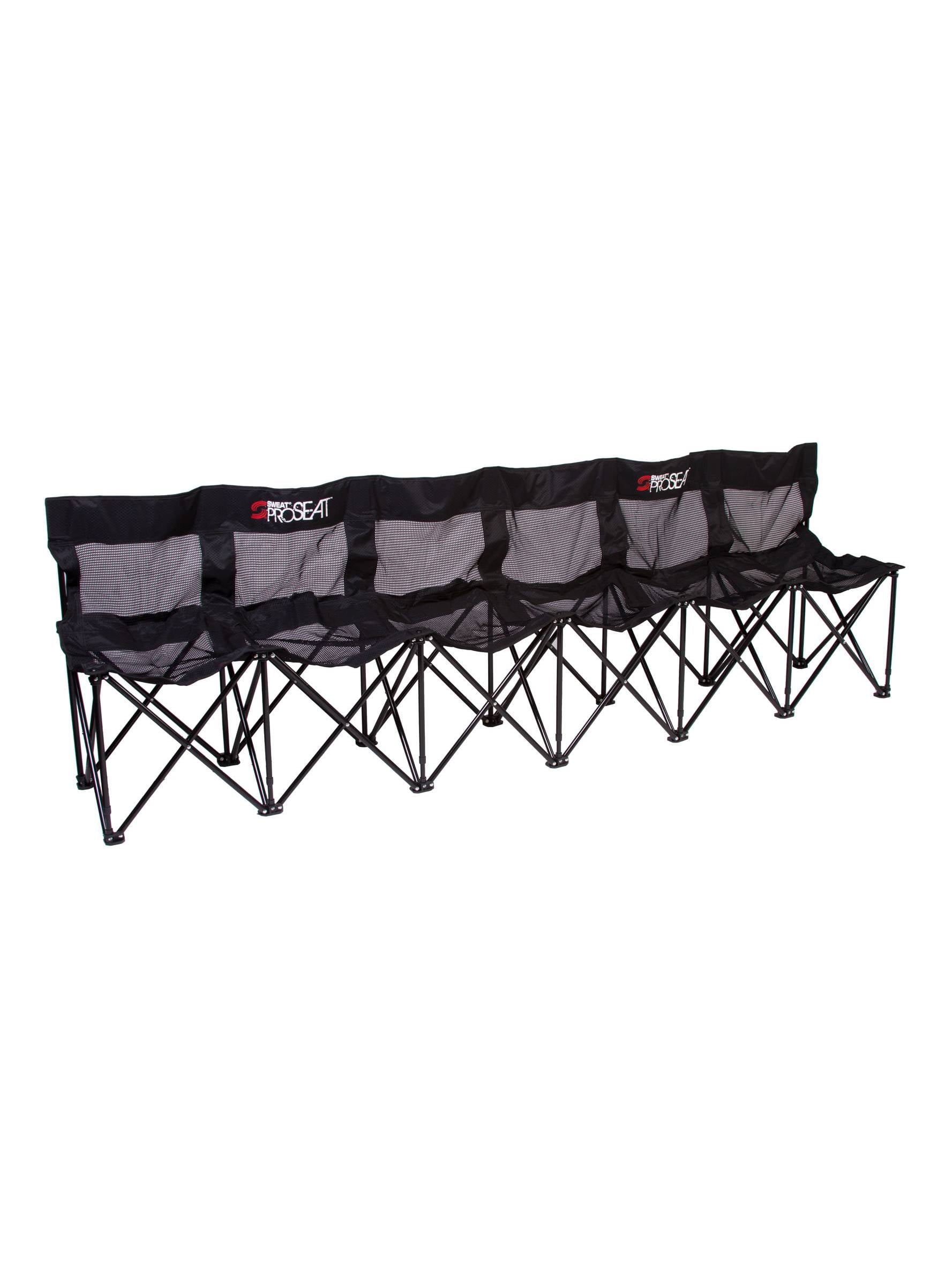 Sweat Bench - 6 Seat Folding soccer Bench Team Chair with Back - Black ...