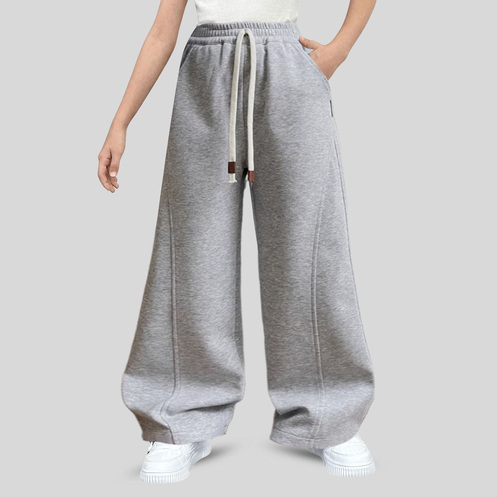 Sweat Pants For Girls 7-8 Girls' Plaid Wide Leg Pants Loose High Waist ...
