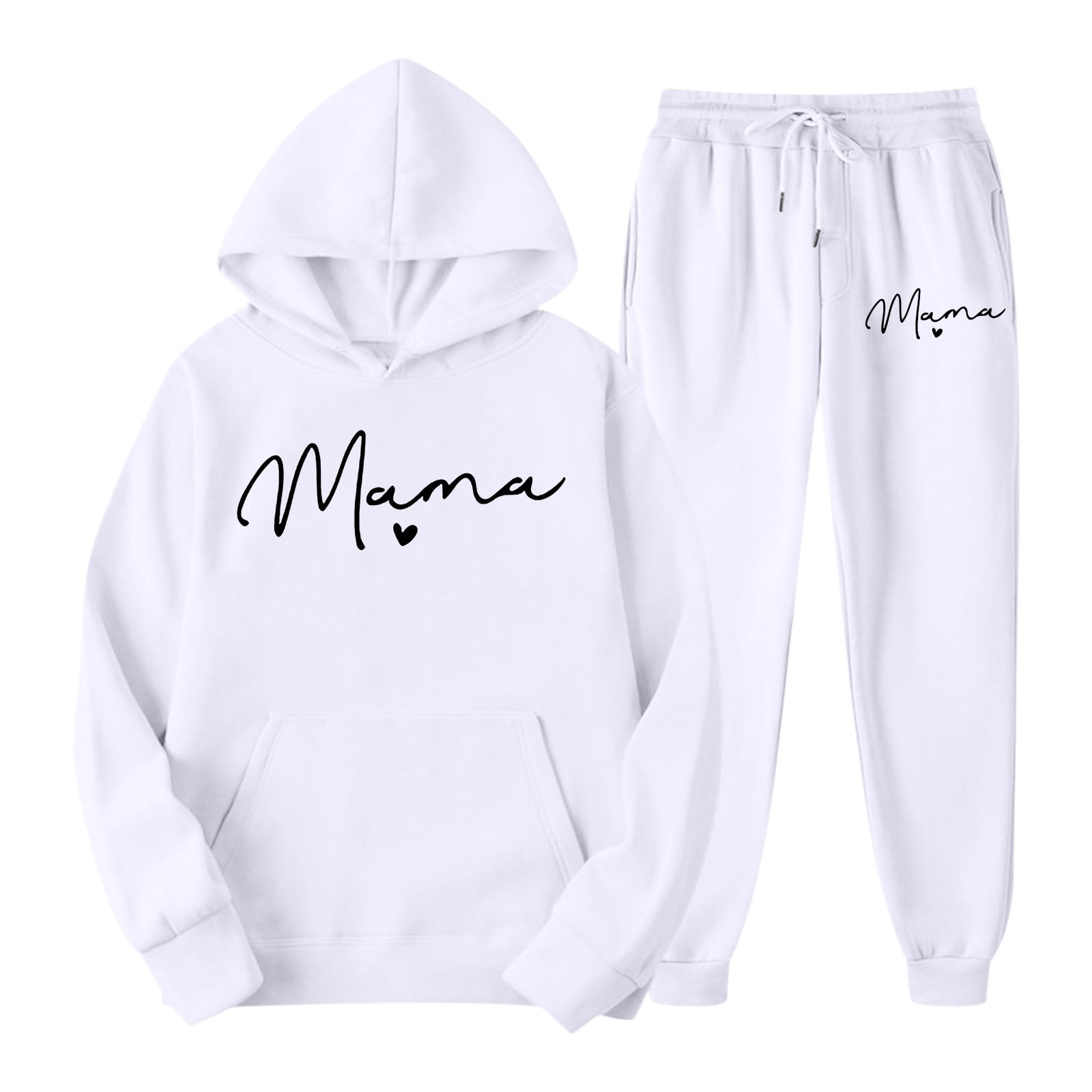 Sweat Sets for Women Two Piece Hoodie Long Sleeve Sweatshirt with Wide ...