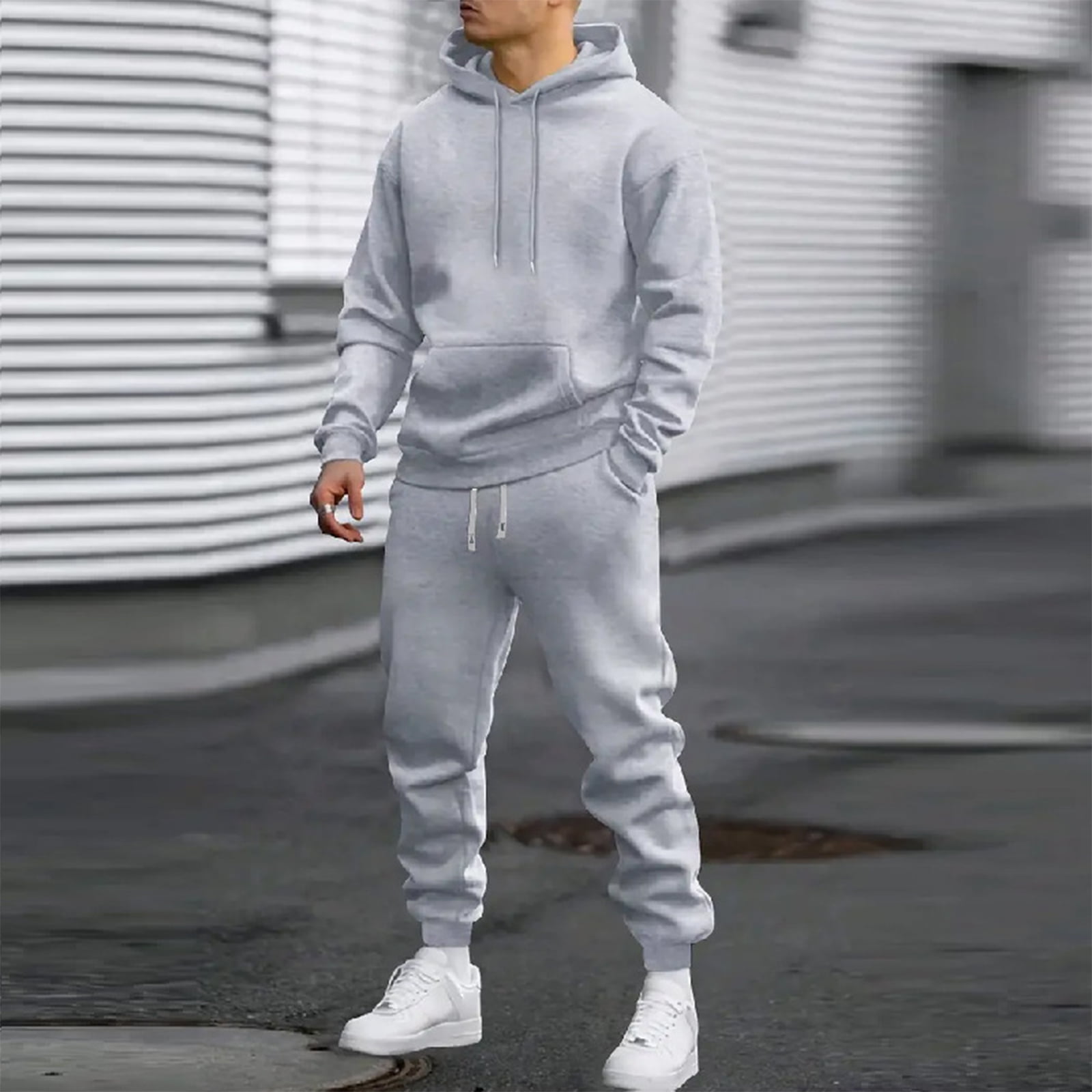 Sweat Suits Men Jogging Tracksuits 2 Piece Set Casual Athletic Hoodie ...