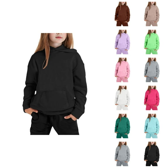Sweat Suits for Girls Boys Solid Color Hoodie and Jogger Sweatpants 2 ...