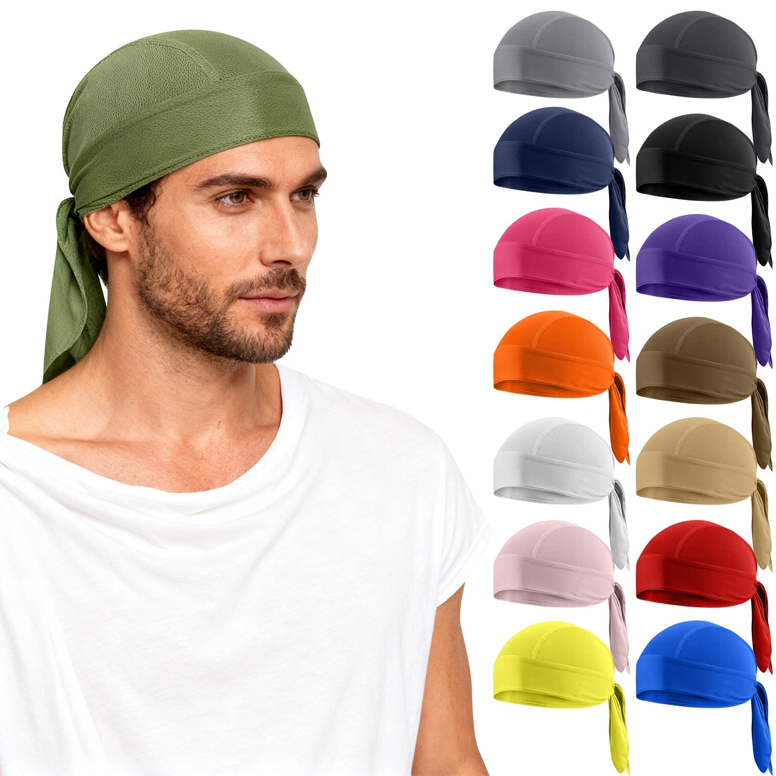 Sweat Wicking Do Rag Skull Cap Cooling Beanie Durag Head Wrap for Men ...
