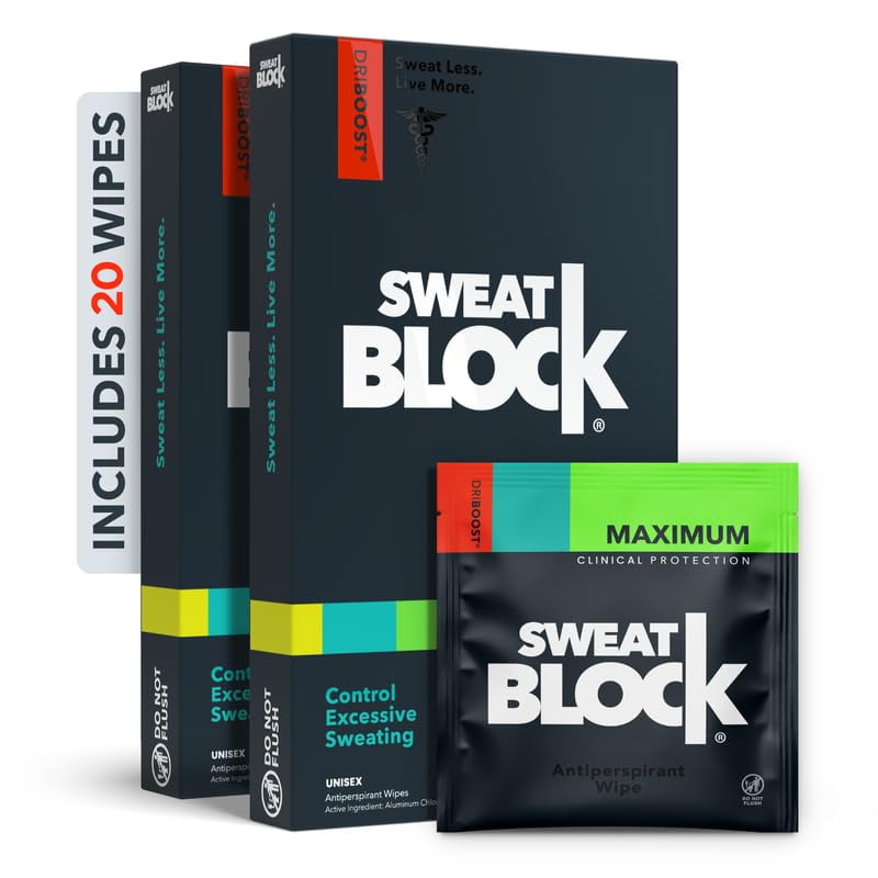 SweatBlock Antiperspirant Wipes - Maximum Clinical Strength - Treat ...