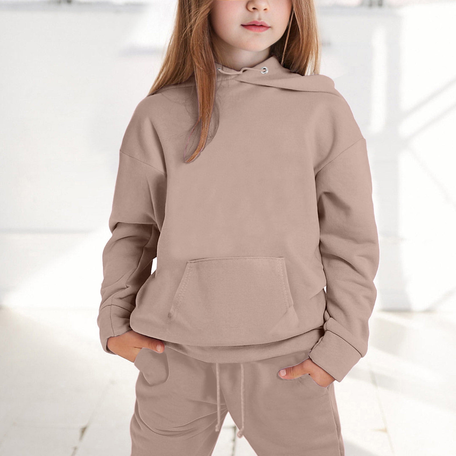 SweatSuits for Girls 2 Piece Tween Girls Fall Outfits Solid Sweatsuit ...