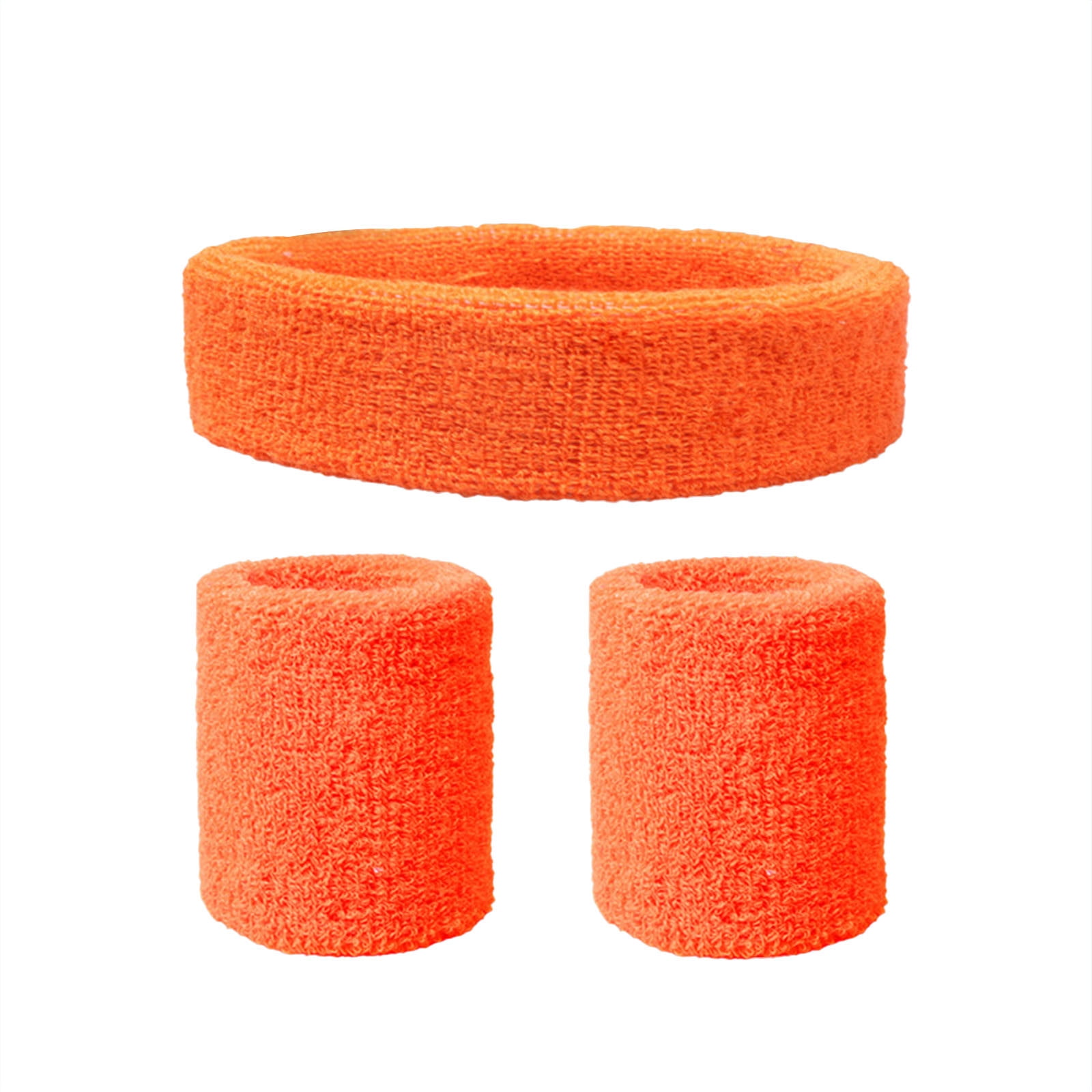 Sweatband Set 1 Headband And 2 Wristbands For Sports & More Orange One ...