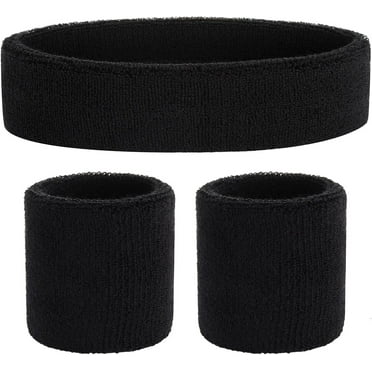 Sweatband Set 1 Terry Cotton Headband and 2 Wristbands Pack Red ...
