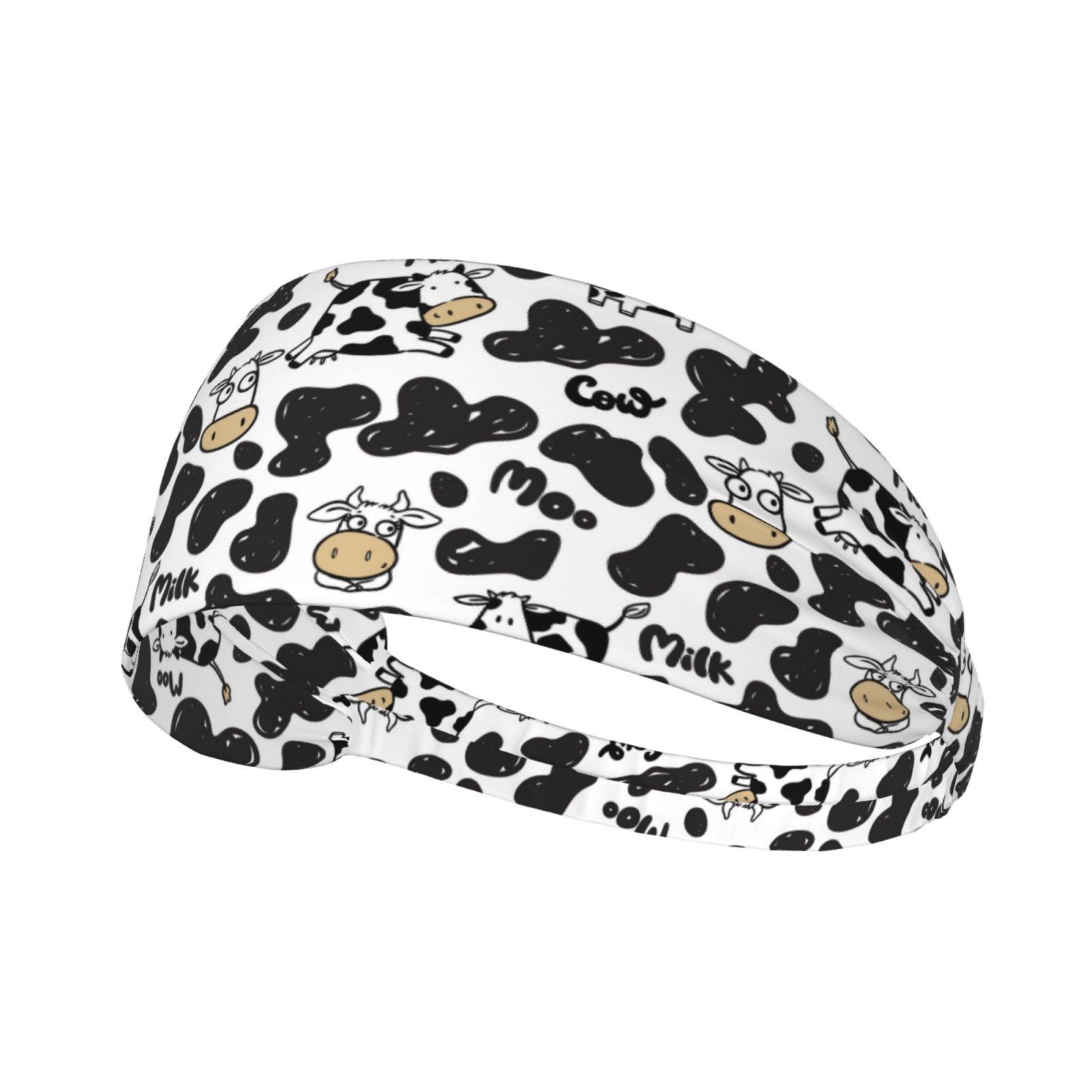 Sweatbands Headbands for Men Women, Edgy Cartoon Cute Cow Black White ...