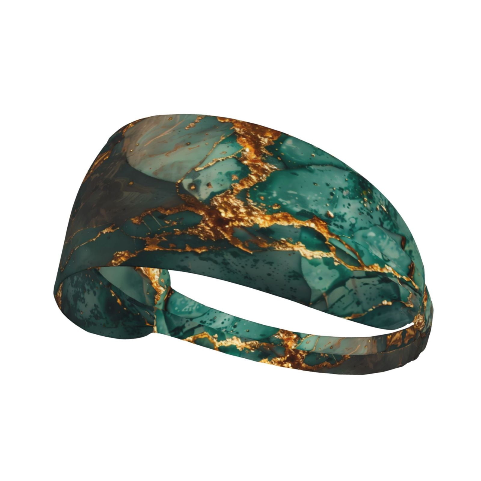 Sweatbands Headbands for Men Women, Emerald Color Gold Marble Sports ...