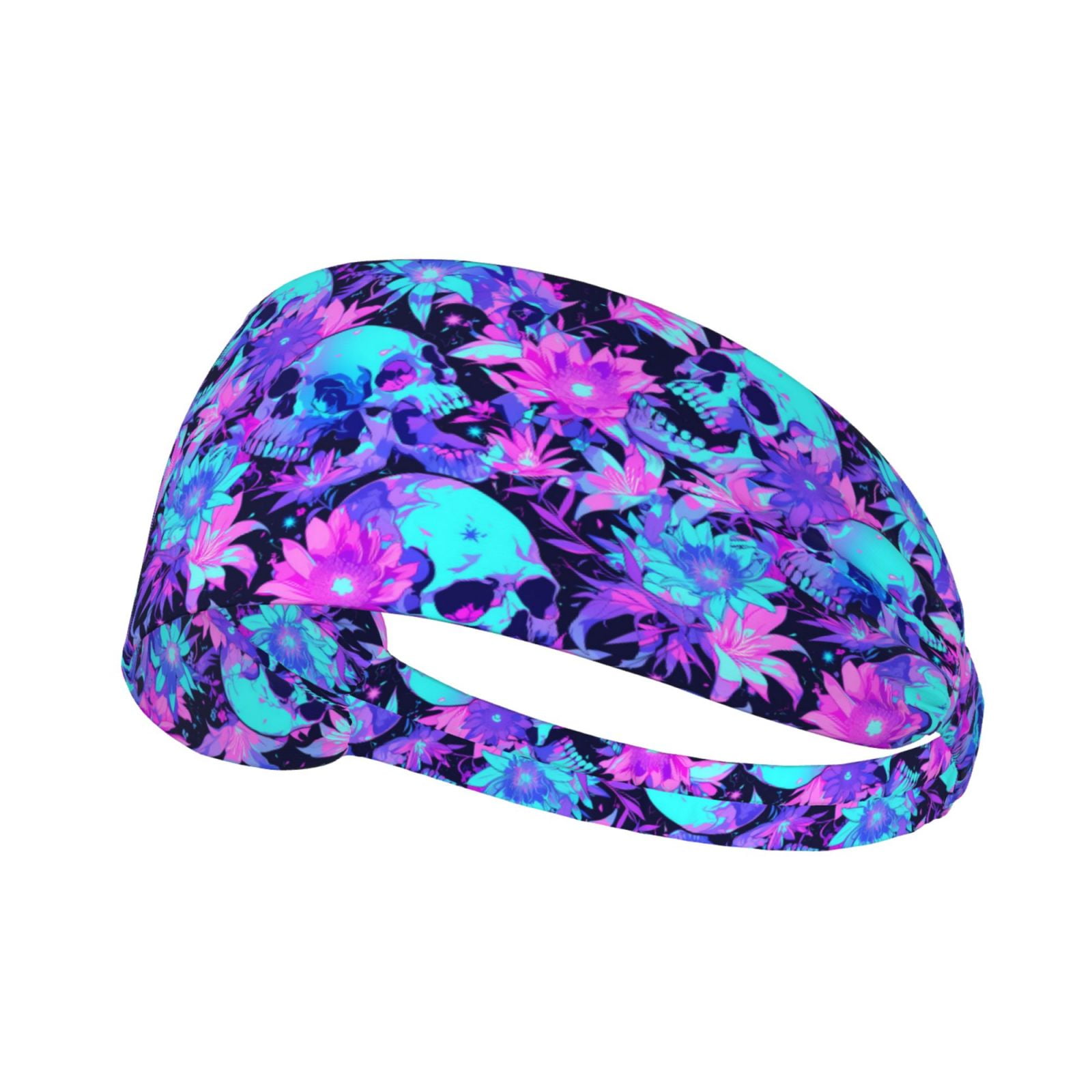 Sweatbands Headbands for Men Women, pink flower happy Skull Sports ...