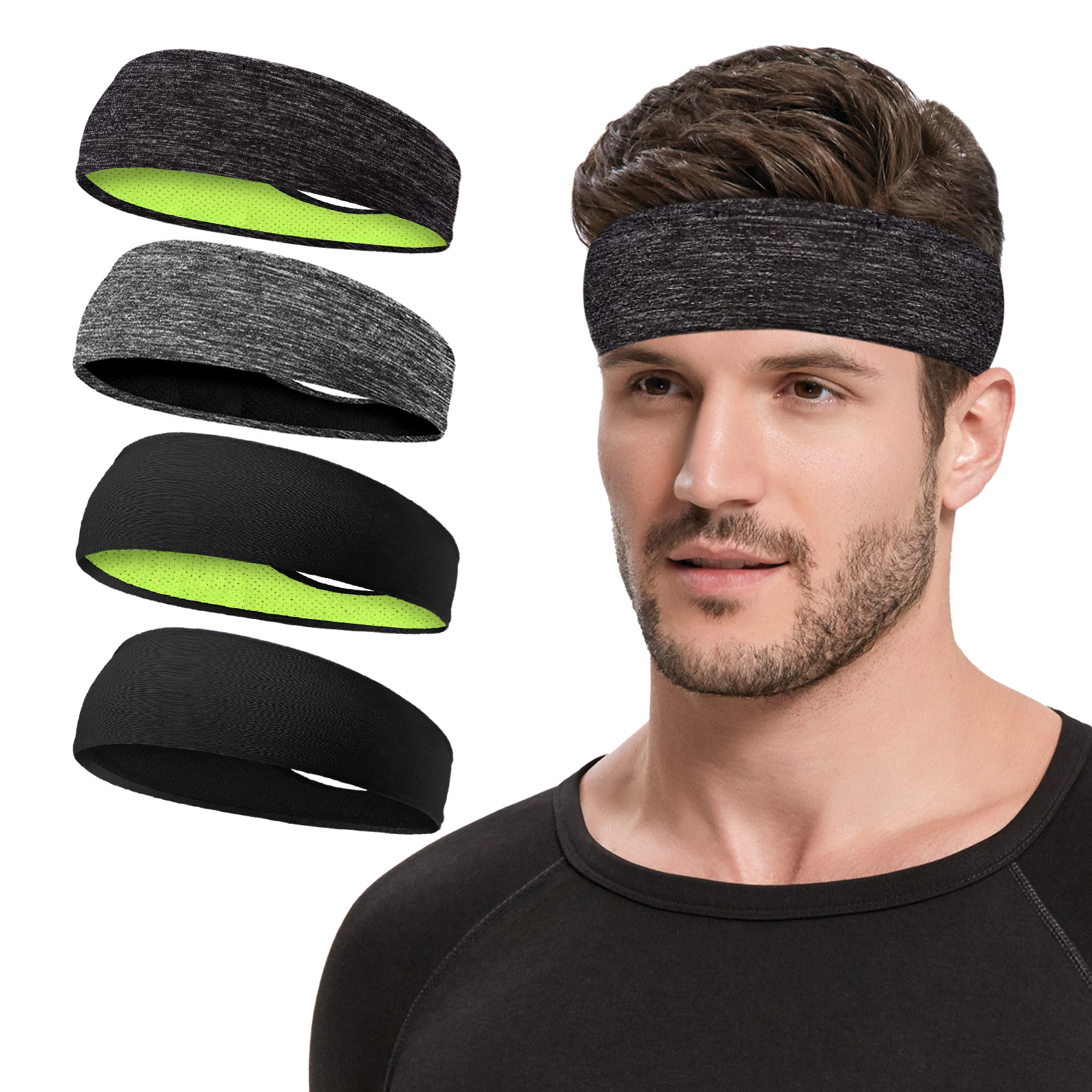 Kenz Laurenz Sweatbands 4 Terry Cotton Sports Headbands Sweat Absorbing ...