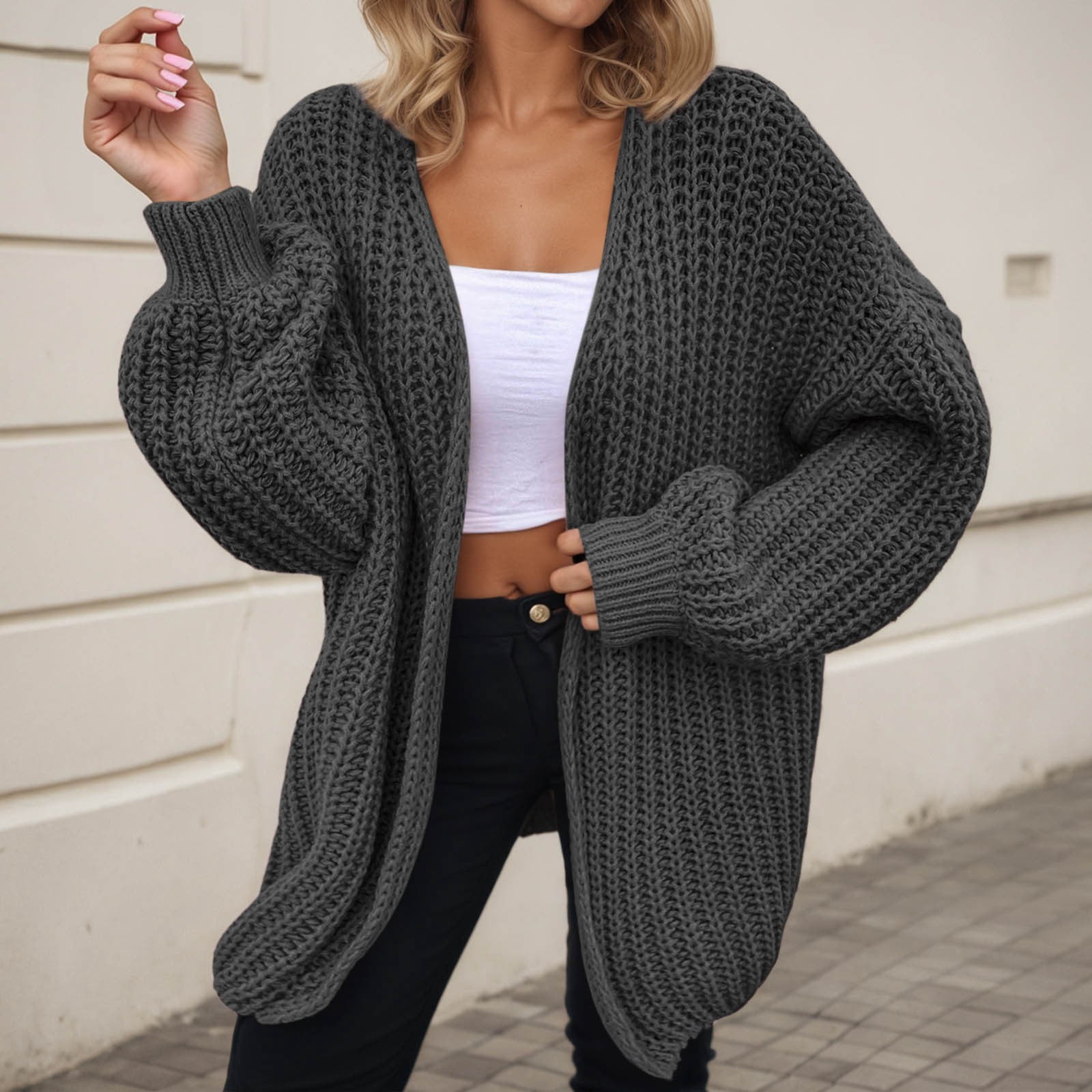 Sweater Cardigan Women Knit Light Grey Sweaters for Women Cozy Sweaters ...