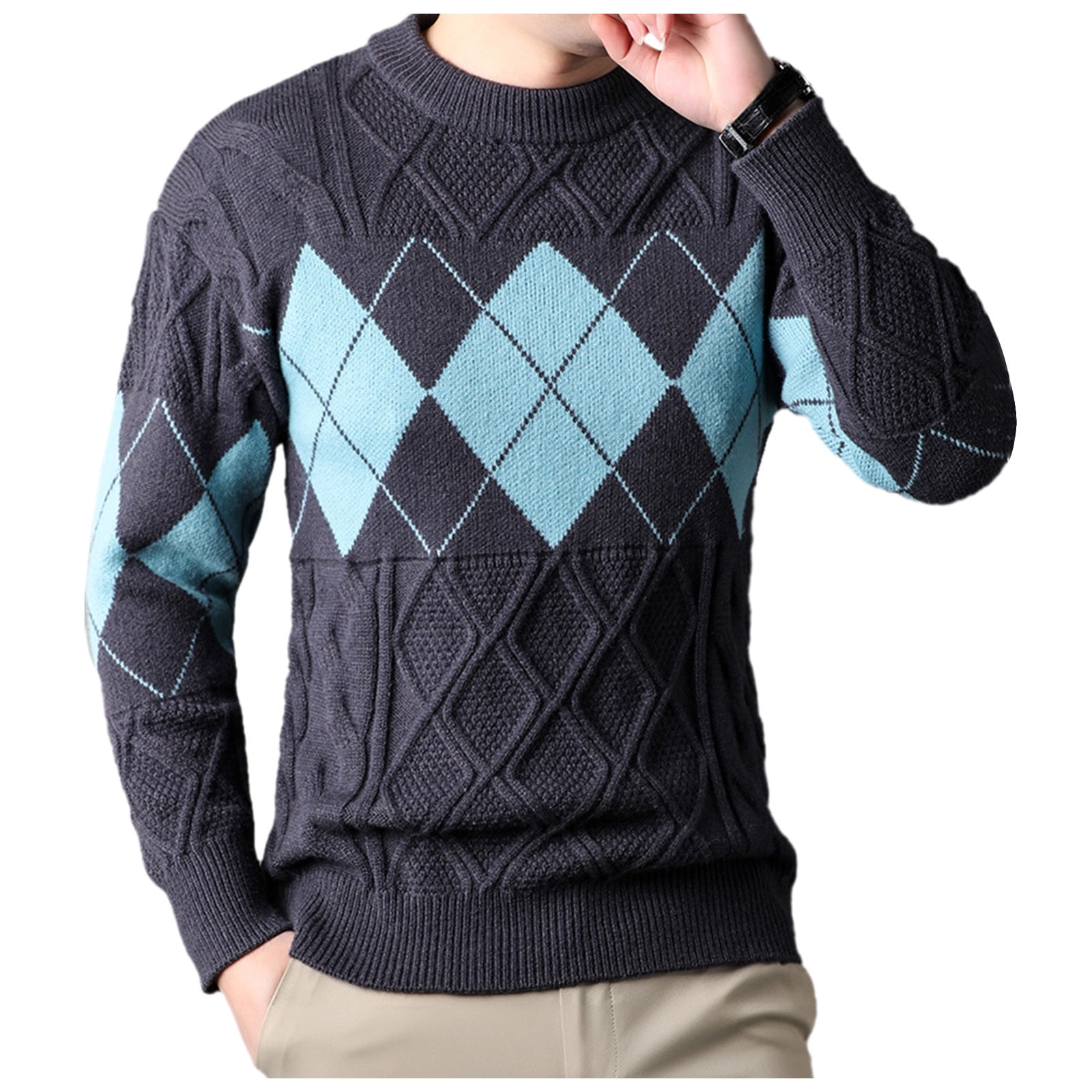 Sweater Coat For Men Fashion 2025 Semi Turtleneck Slim Striped Mens ...