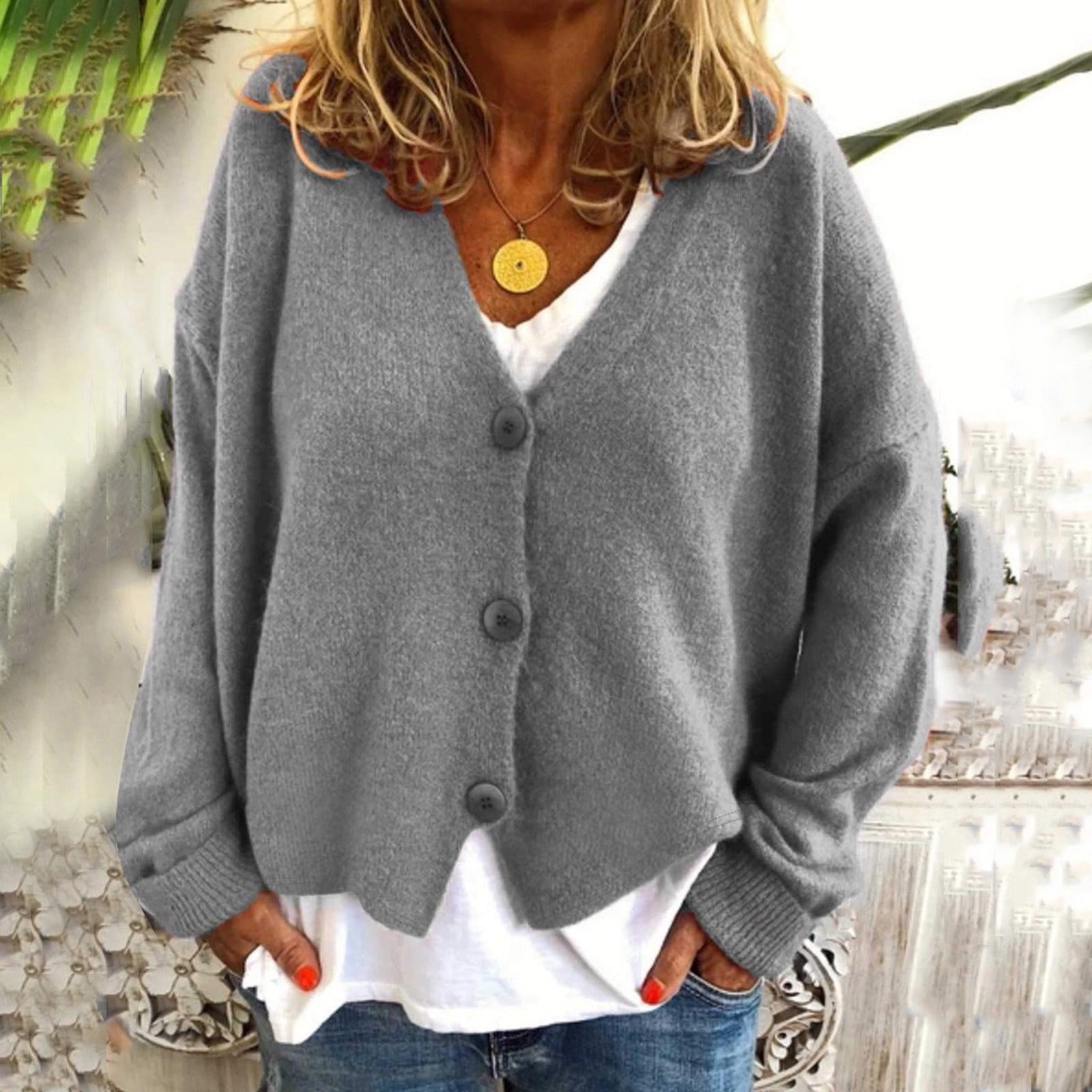 Sweater Jackets for Women Fall Cable Knitted Sweater Solid Color Open ...