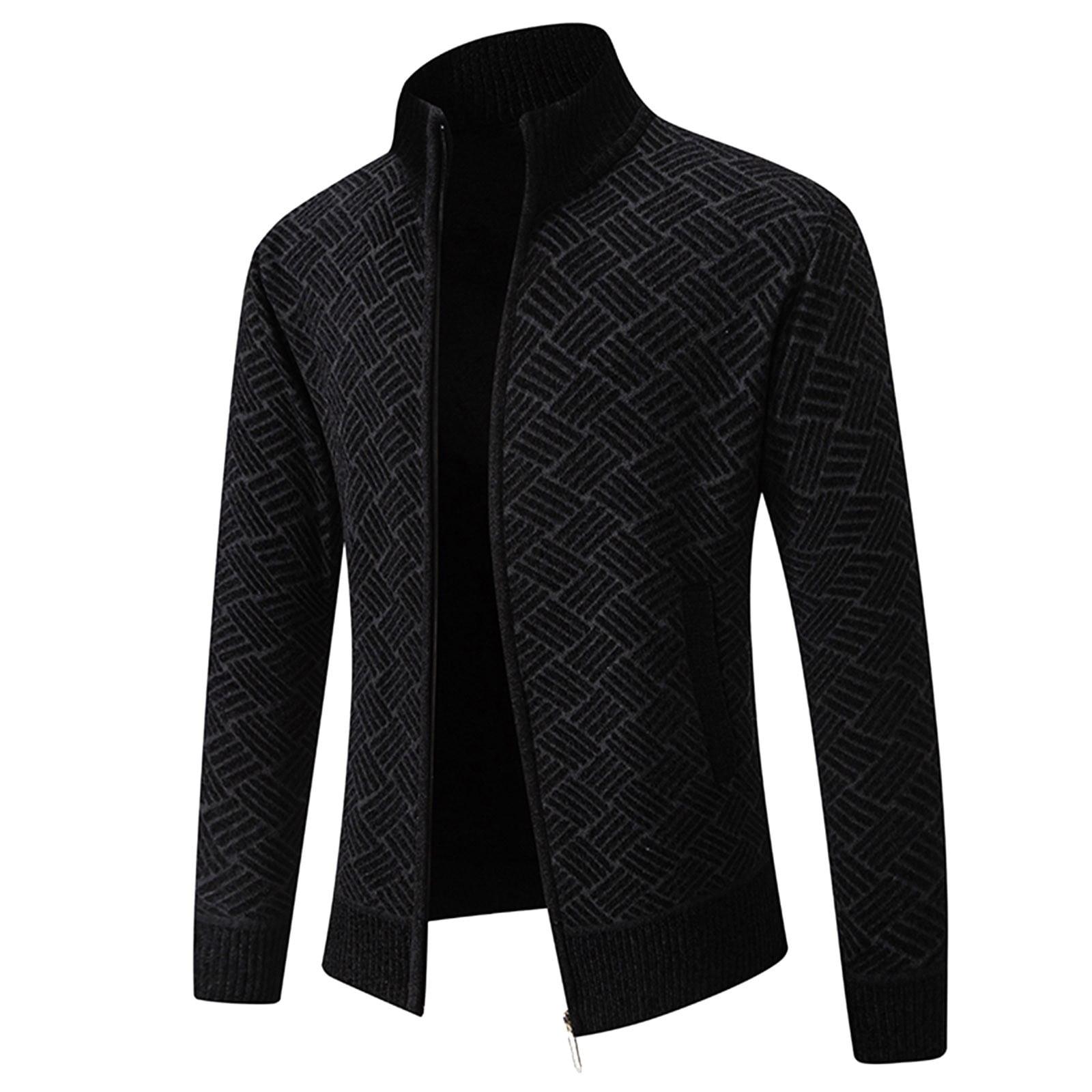 Sweater Tops For Men Fashion Knitted Standing Neck Long Sleeve Mens ...