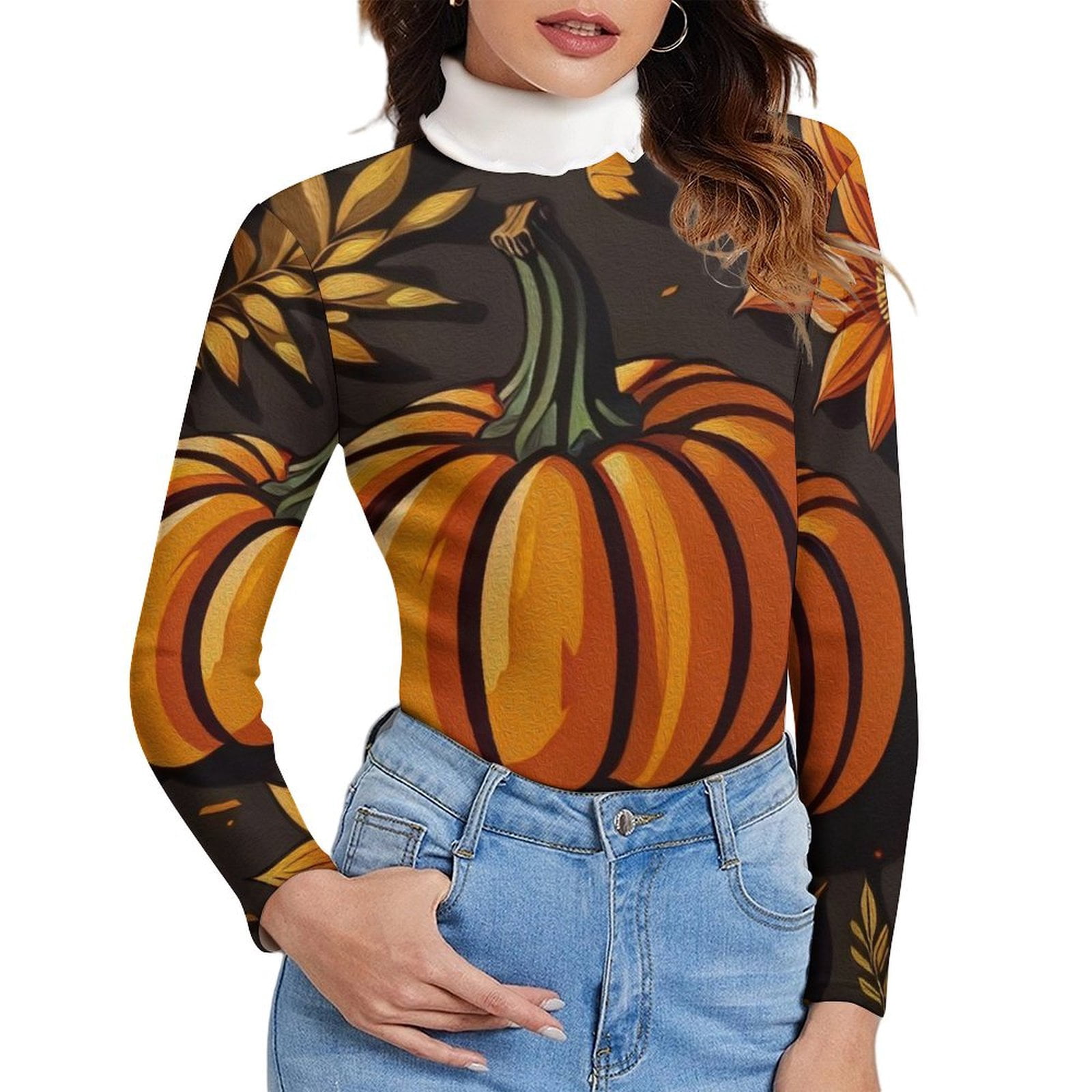 Sweater Vest Women - Autumn Pumpkin Leaves Loose Sleeveless Pullover ...