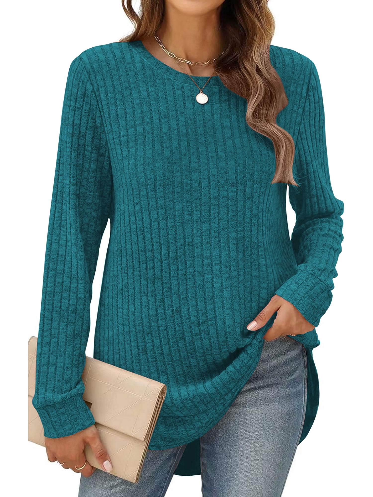 SHIBEVER Sweaters for Women Long Sleeve Pullover Casual Fall Crewneck ...