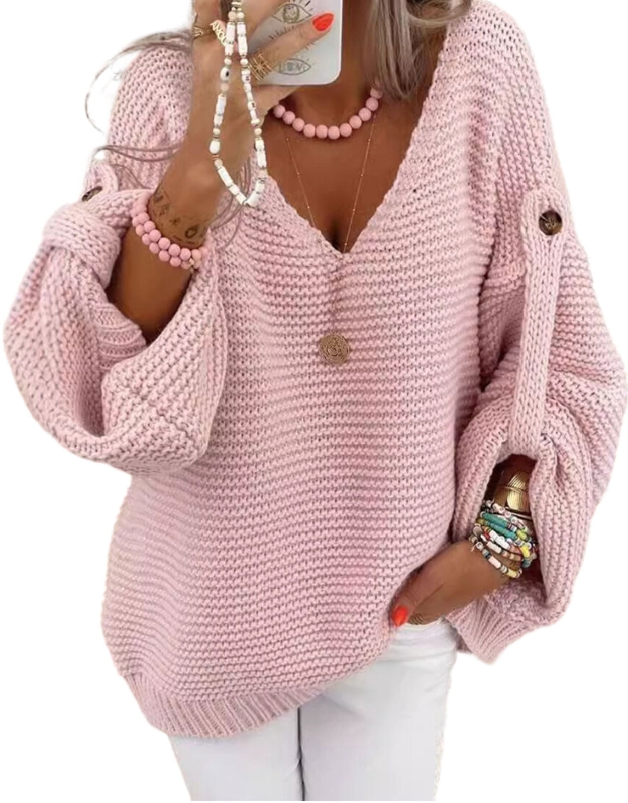 Womens Sweaters Cable Knitted Pullover Solid Color Sweaters for Womens ...