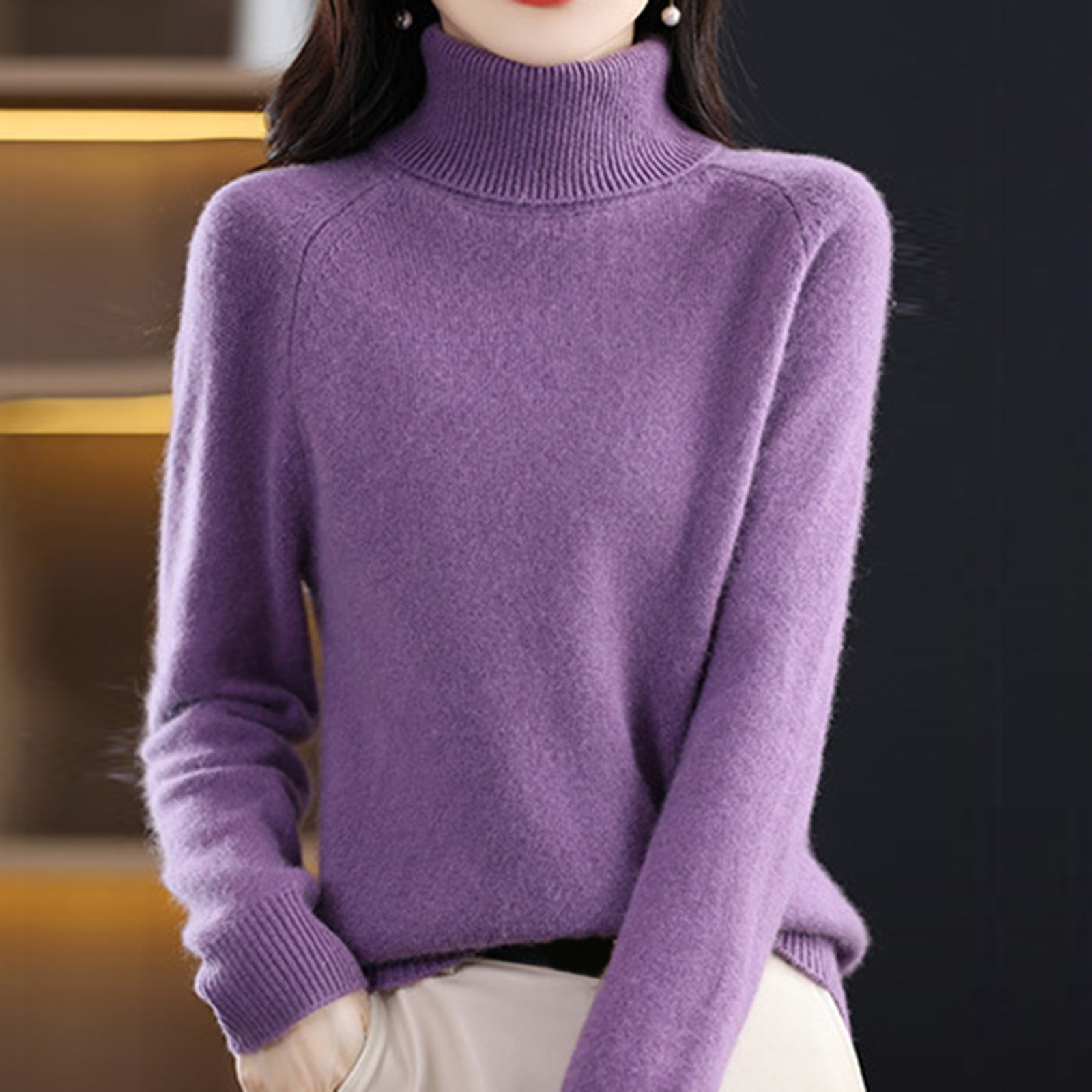 Sweaters For Women Autumn New Turtleneck Sweater Ladies Loose Large ...