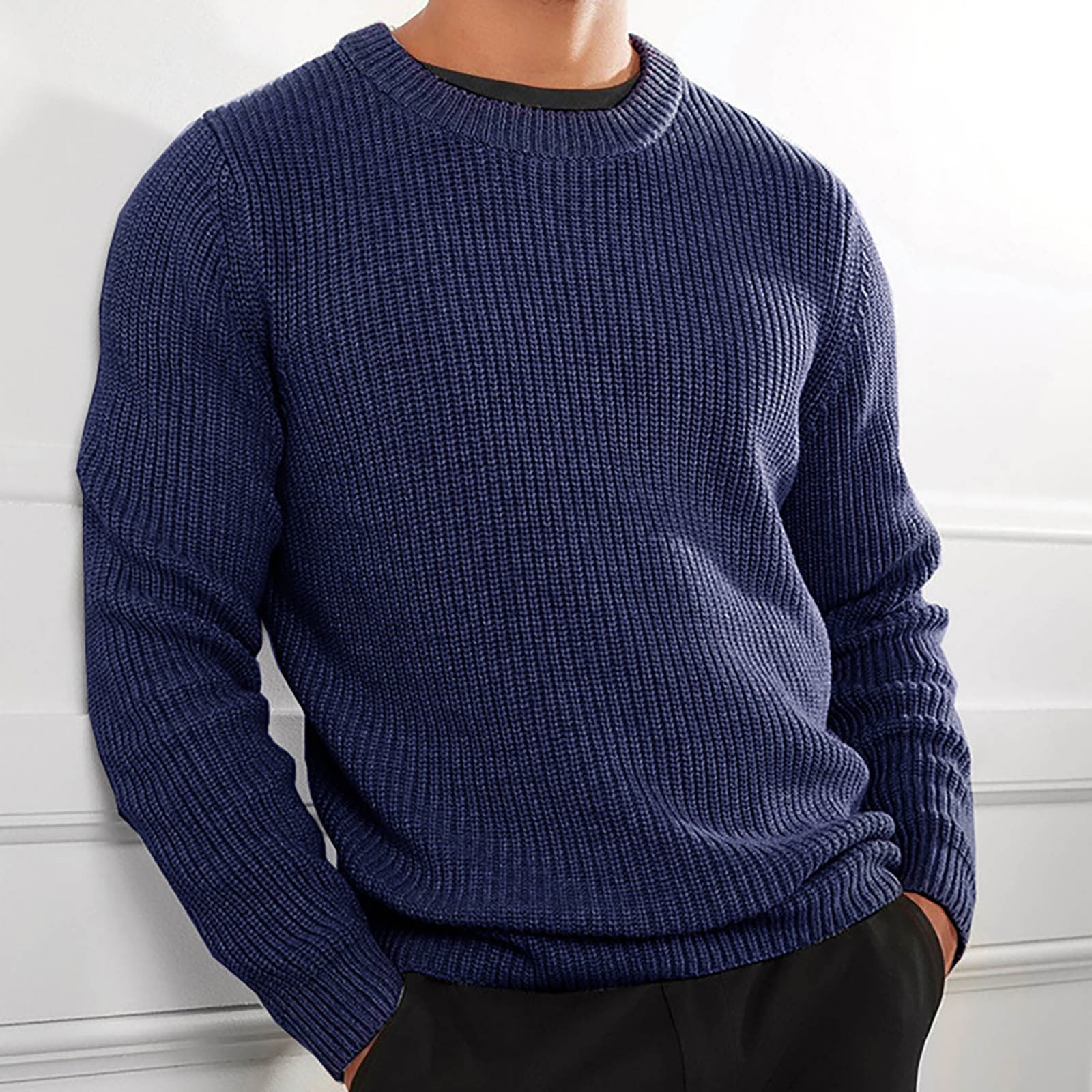 Sweaters for Men Qiggri Men's Knitwear Round Neck Pullover Sweater ...