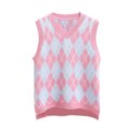 Sweaters Vest for Women Argyle Plaid Graphic Sleeveless V-Neck Knit ...