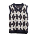 Sweaters Vest for Women Argyle Plaid Graphic Sleeveless V-Neck Knit ...