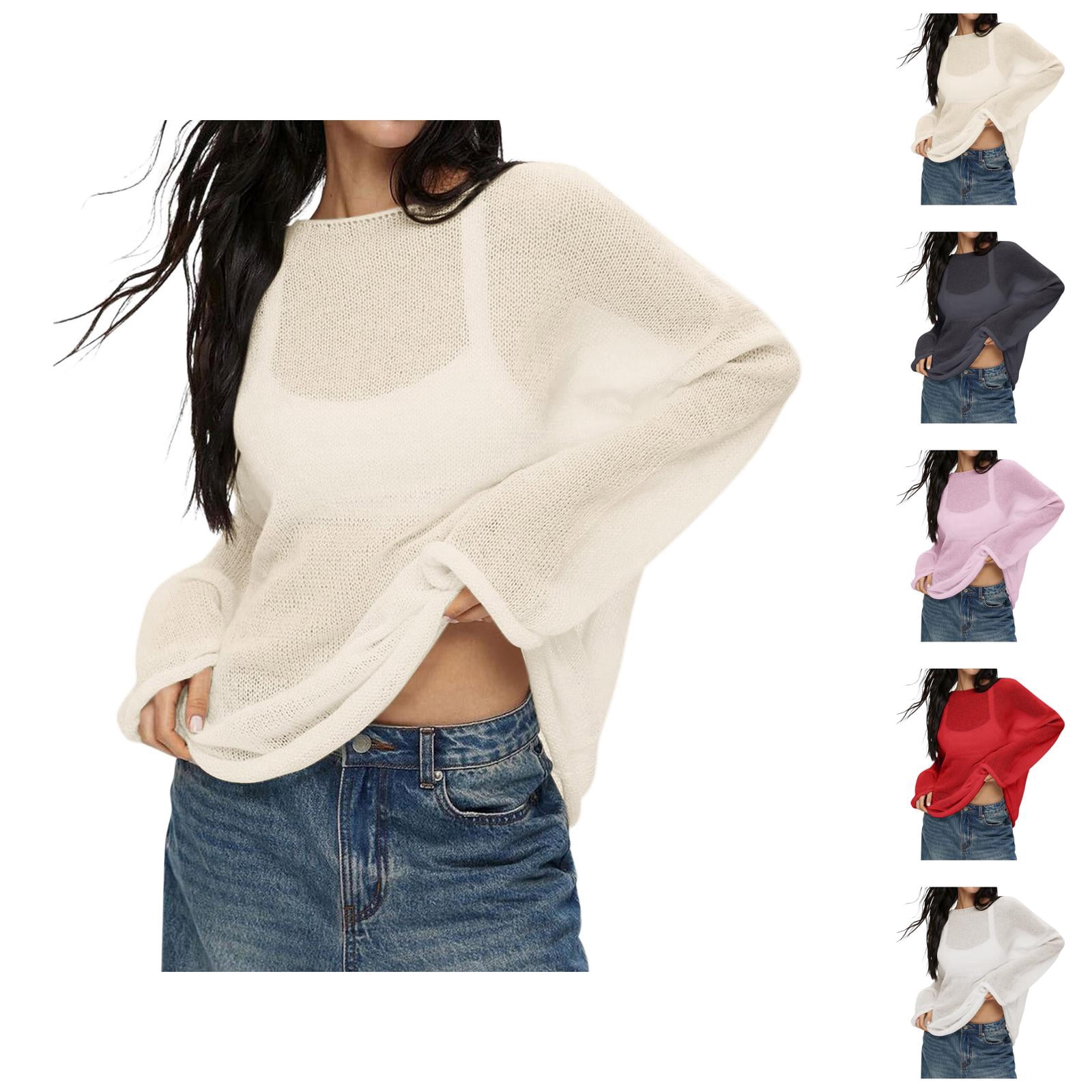 Sweaters for Women Knit Pullover Oversized Casual Cozy Autumn Fall ...
