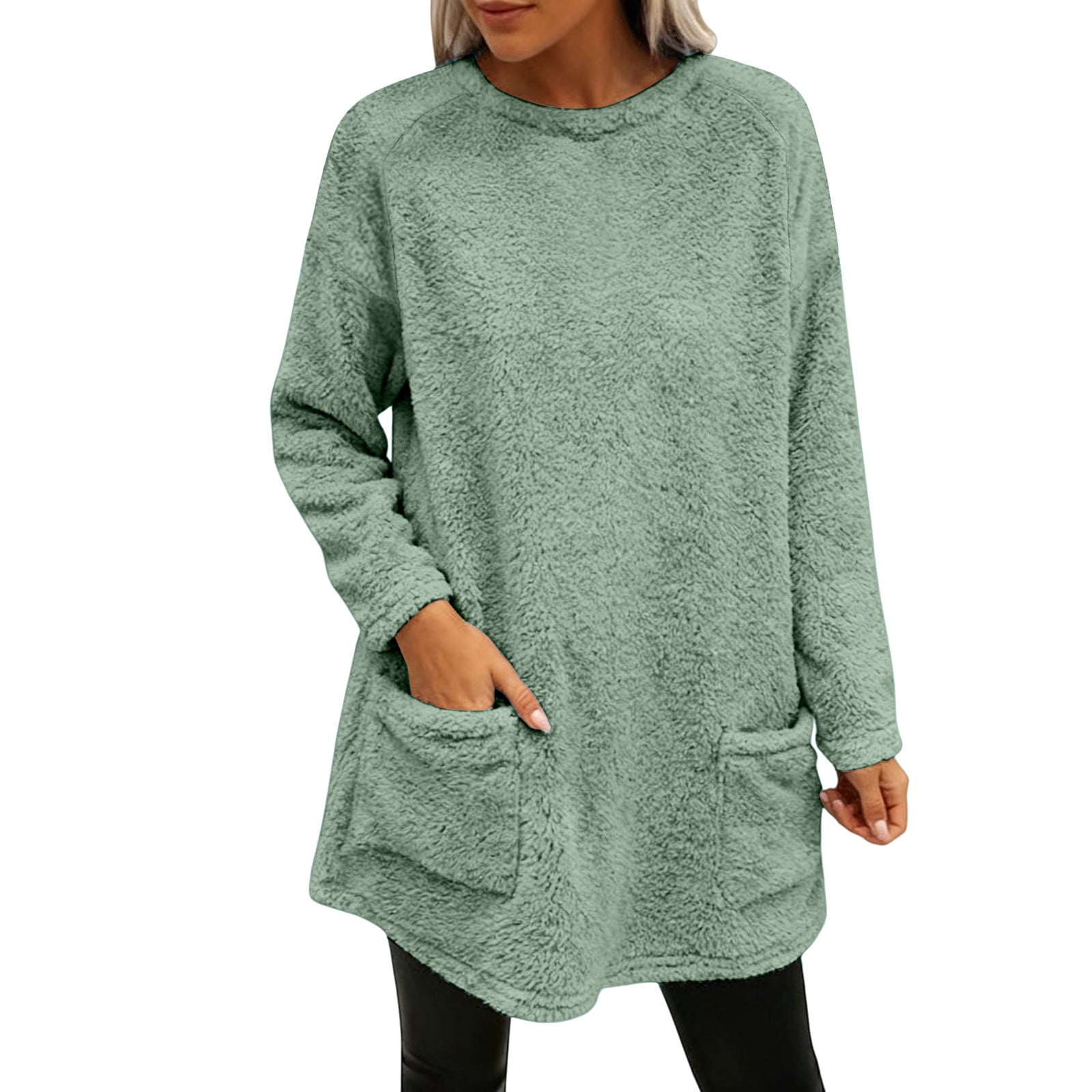 Sweaters For Women Hoodless Sweatshirt Winter Sweater Fleece Thickening ...