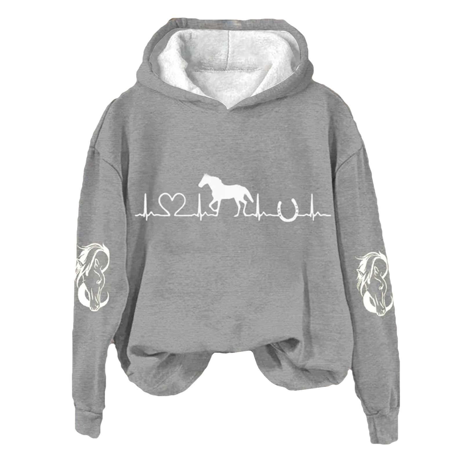 Sweaters For Women Horse Heartbeat Horse Lover Casual Long Sleeve Soft ...
