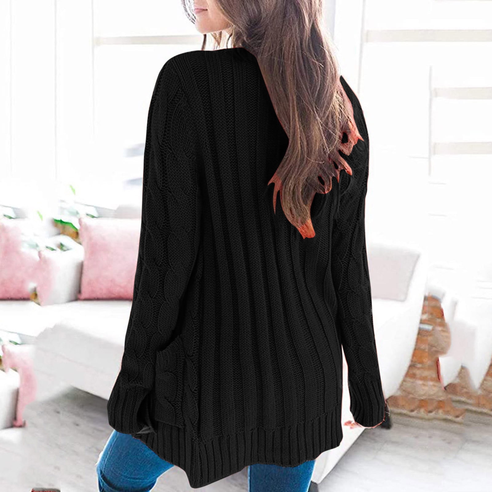 Sweaters Womens Open Sleeve Knit Boho Long Patchwork Coat Cardigan ...