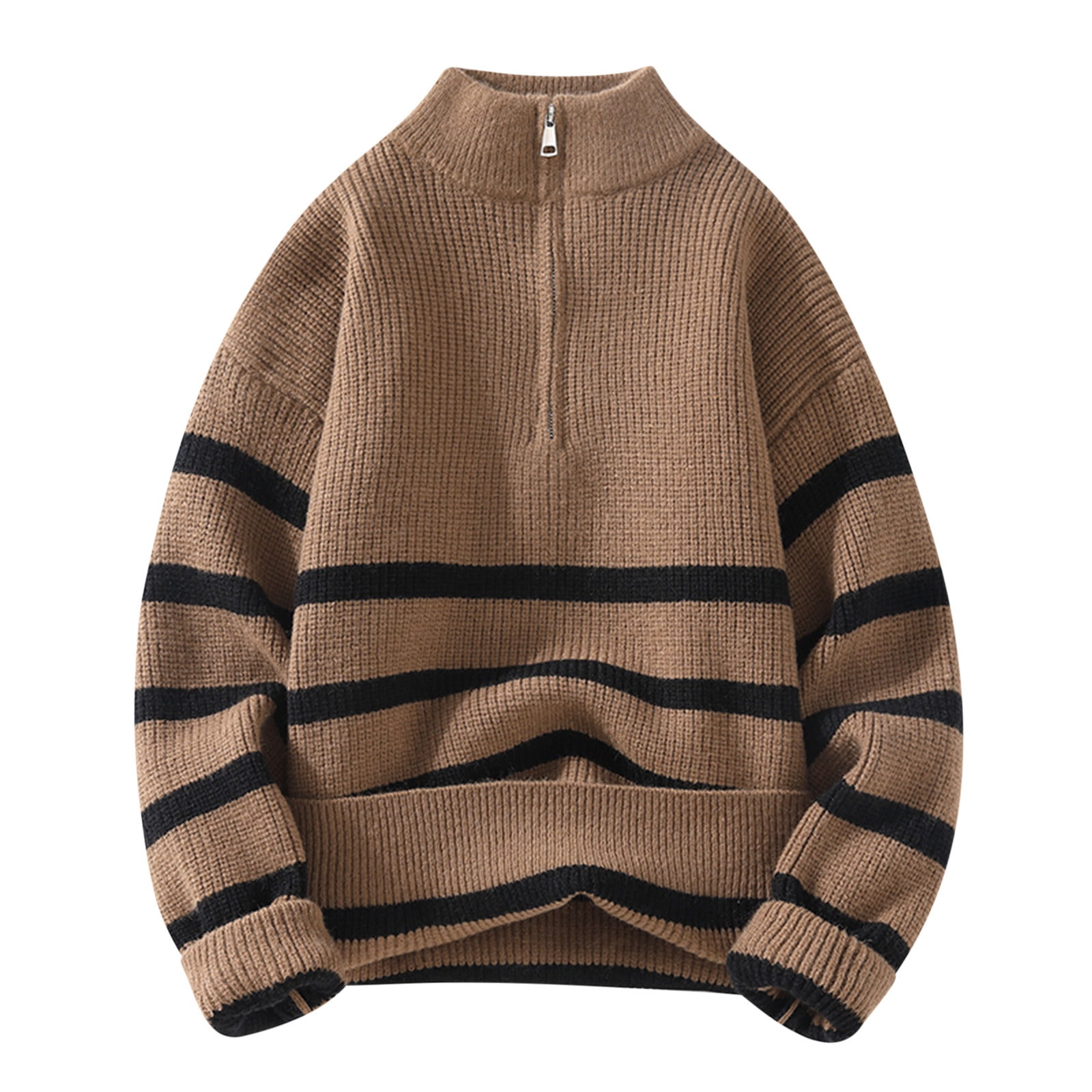 Sweaters for Men Winter Thicken Warm Striped Colorblock Sweater Casual ...