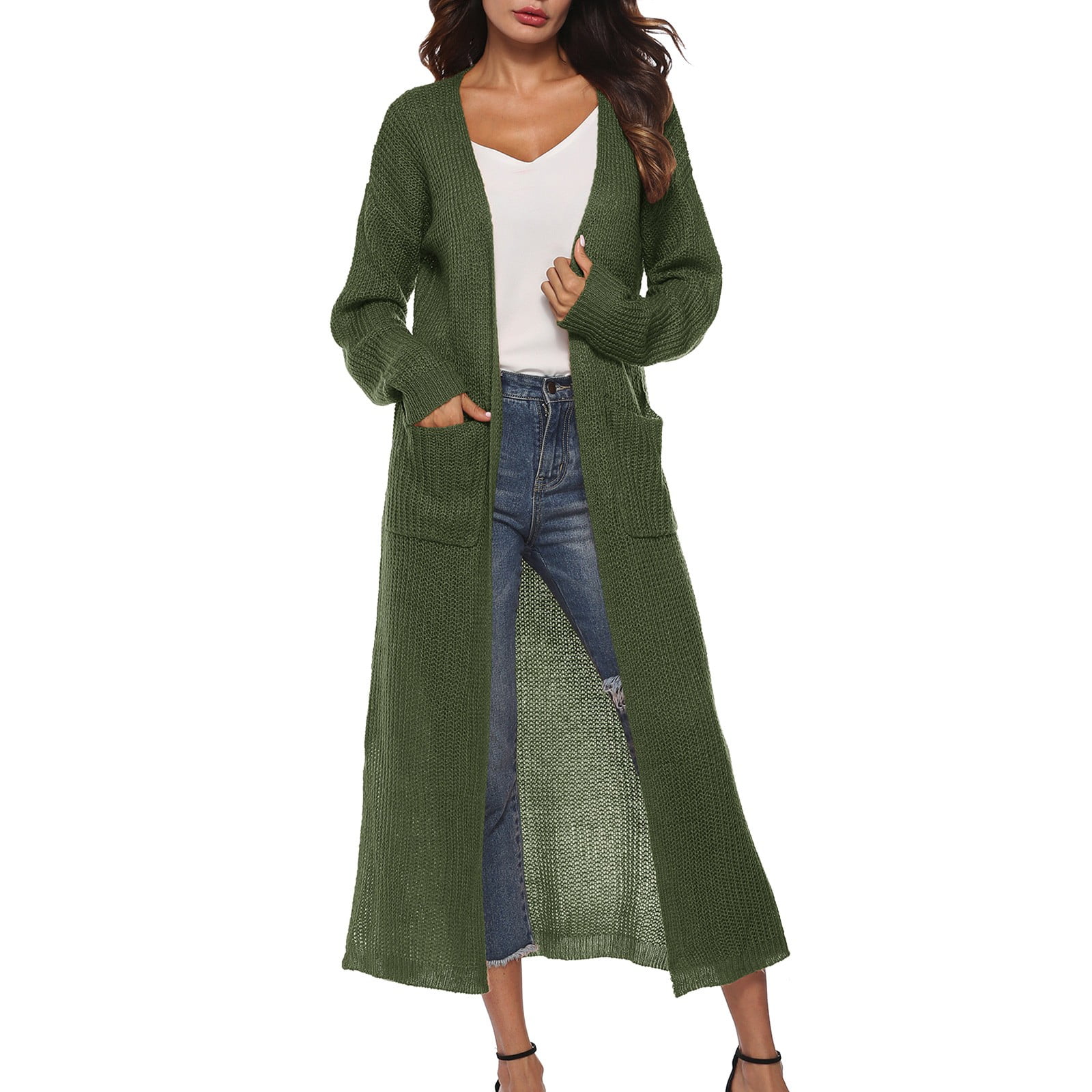 Sweaters for Women Sweater Coat Cardigan Thin Long Large Split Pocket ...