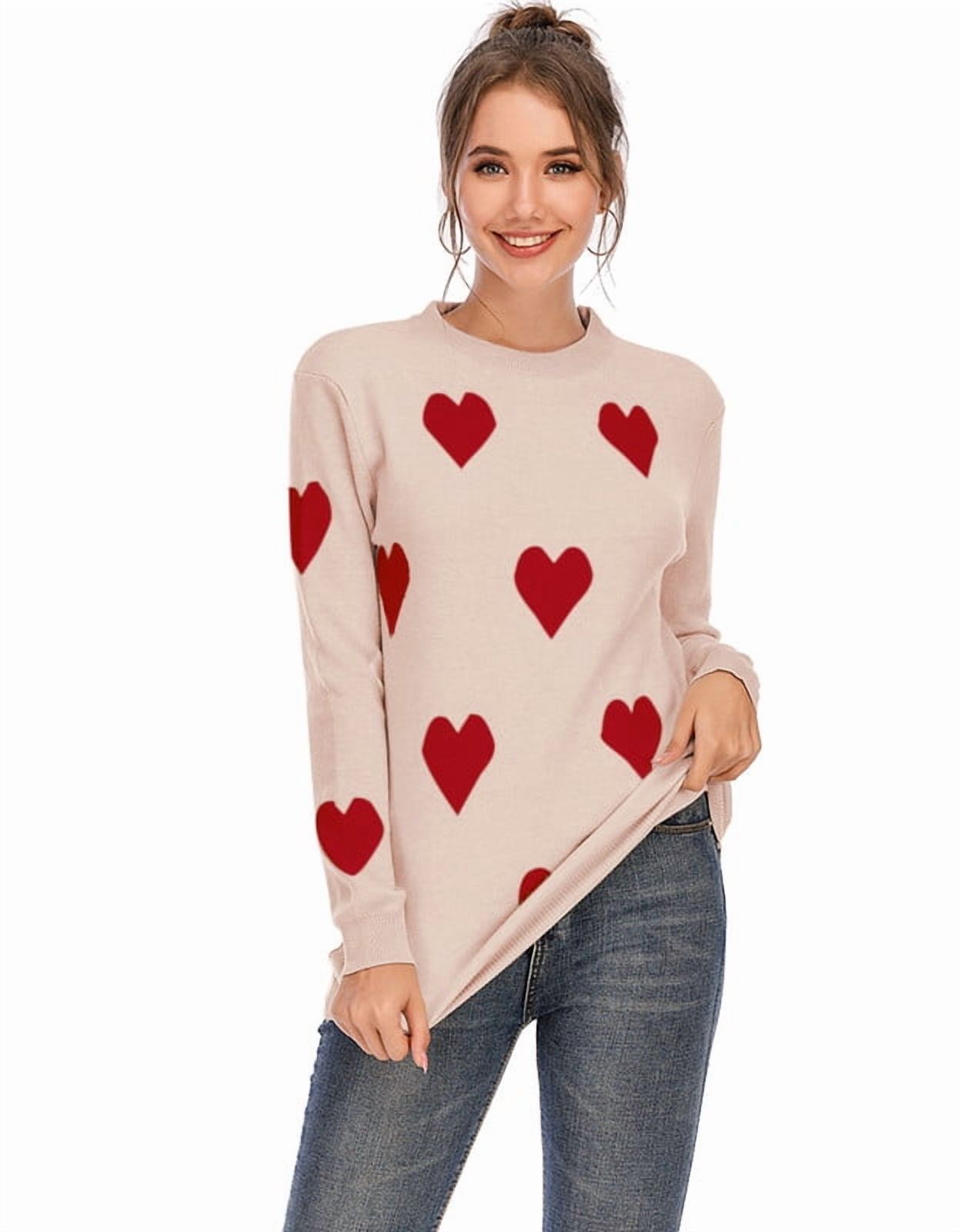 Sweaters for Women Valentine's Day Cute Hearts Print Pullover Sweaters ...
