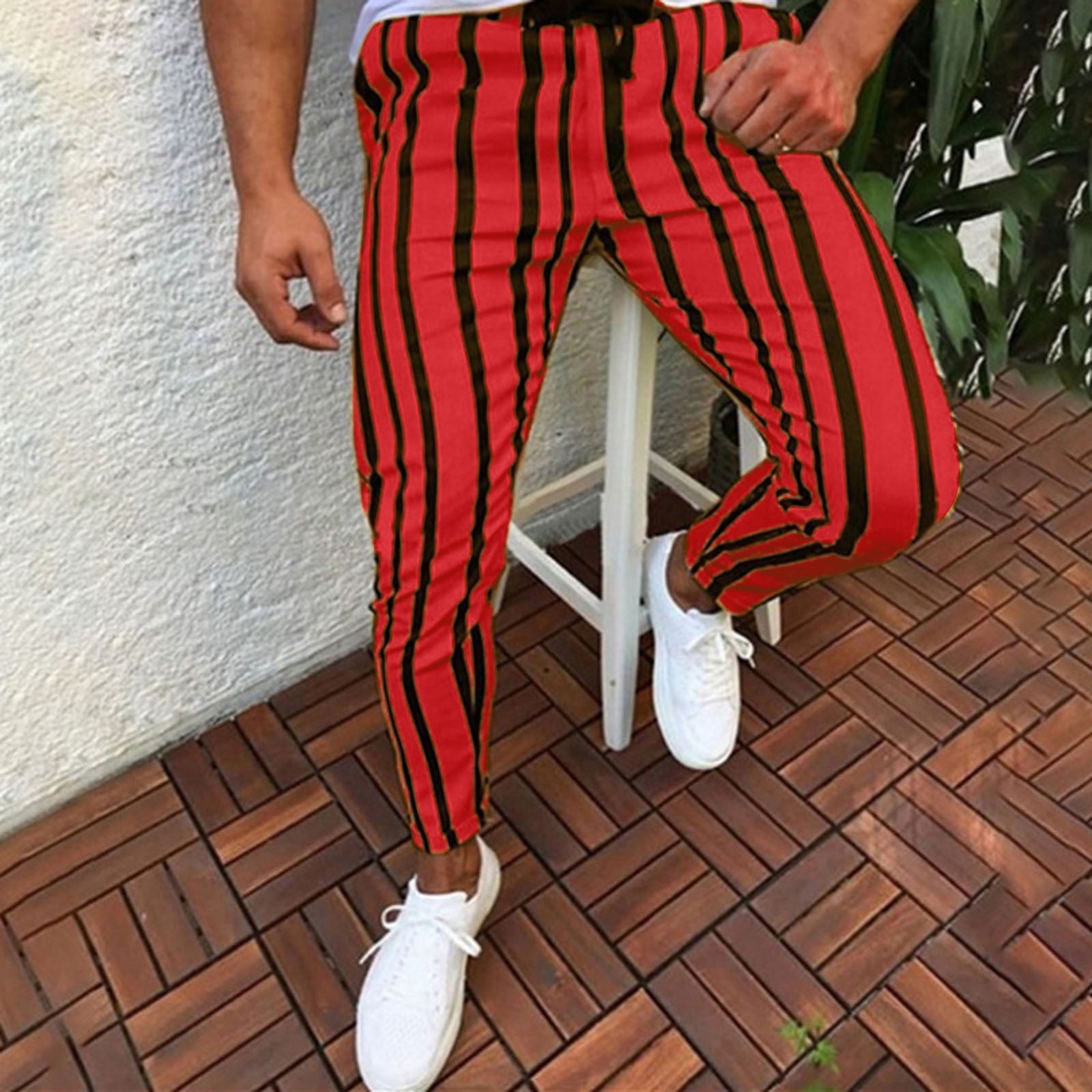 Sweatpants For Men With Pockets Zipper Men Sports Casual Striped ...