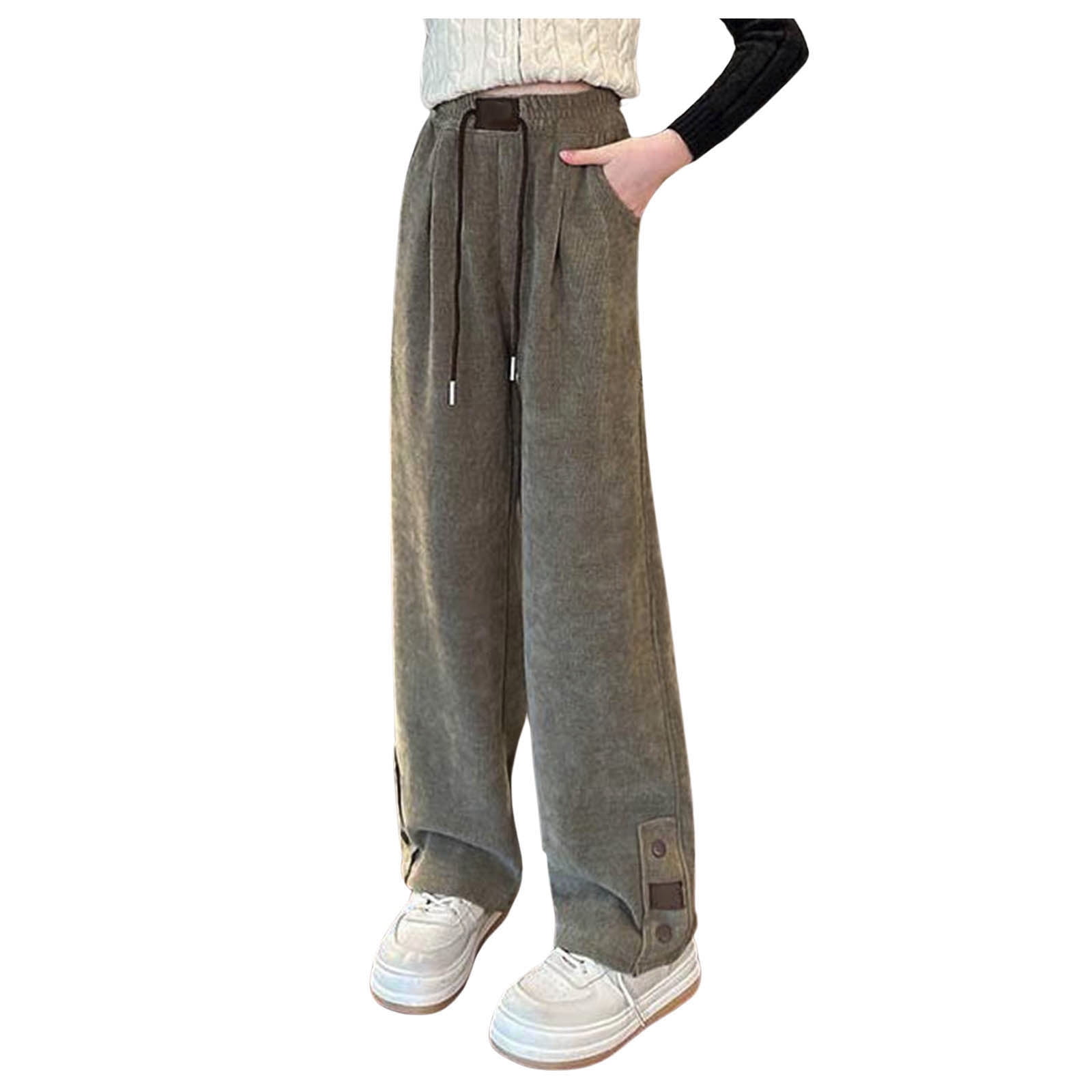 Sweatpants Girls Kids Breathable Loose Corduroy Casual Solid Color ...