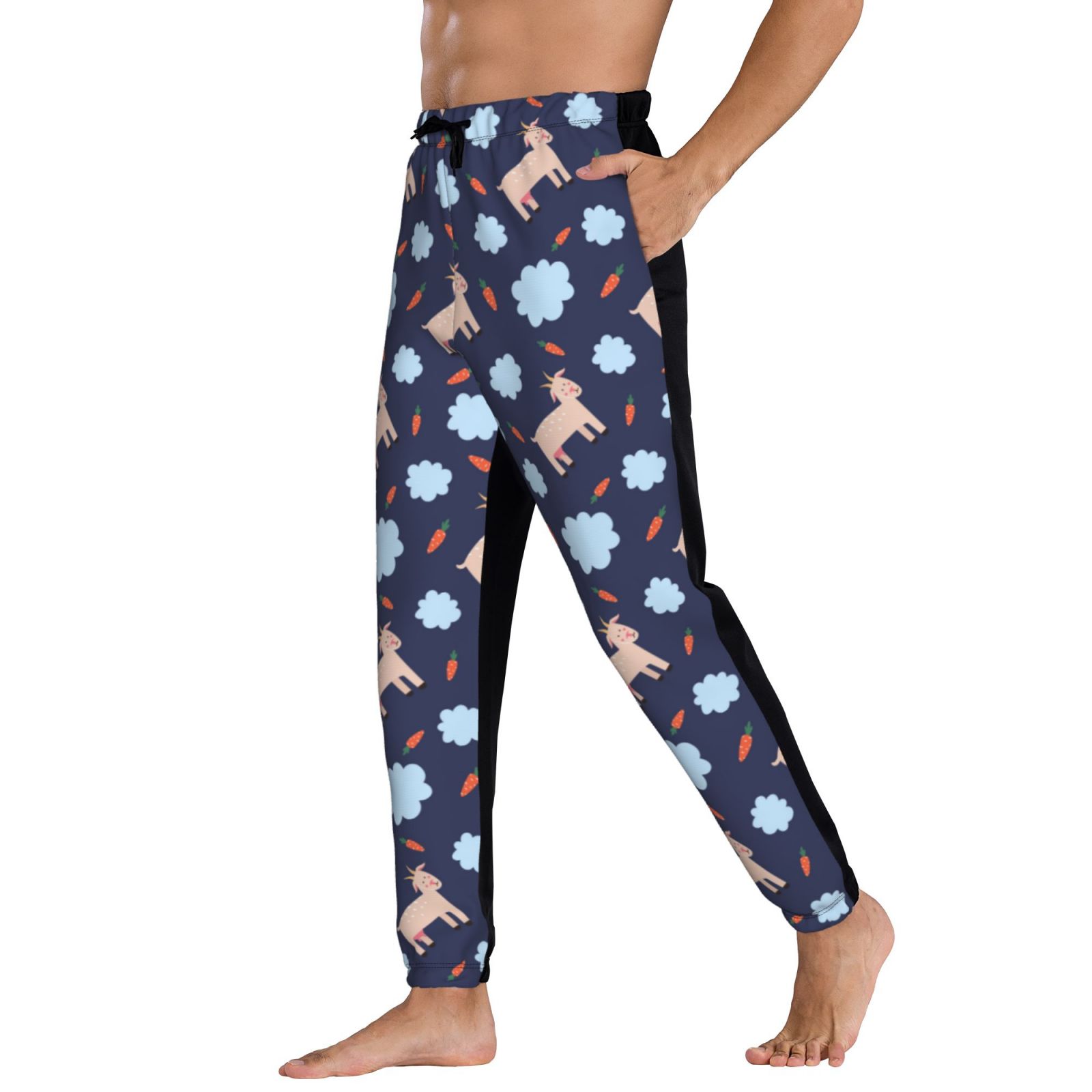 Sweatpants for Men - Cartoon Funny Cute Goat Radish Adjustable Elastic ...