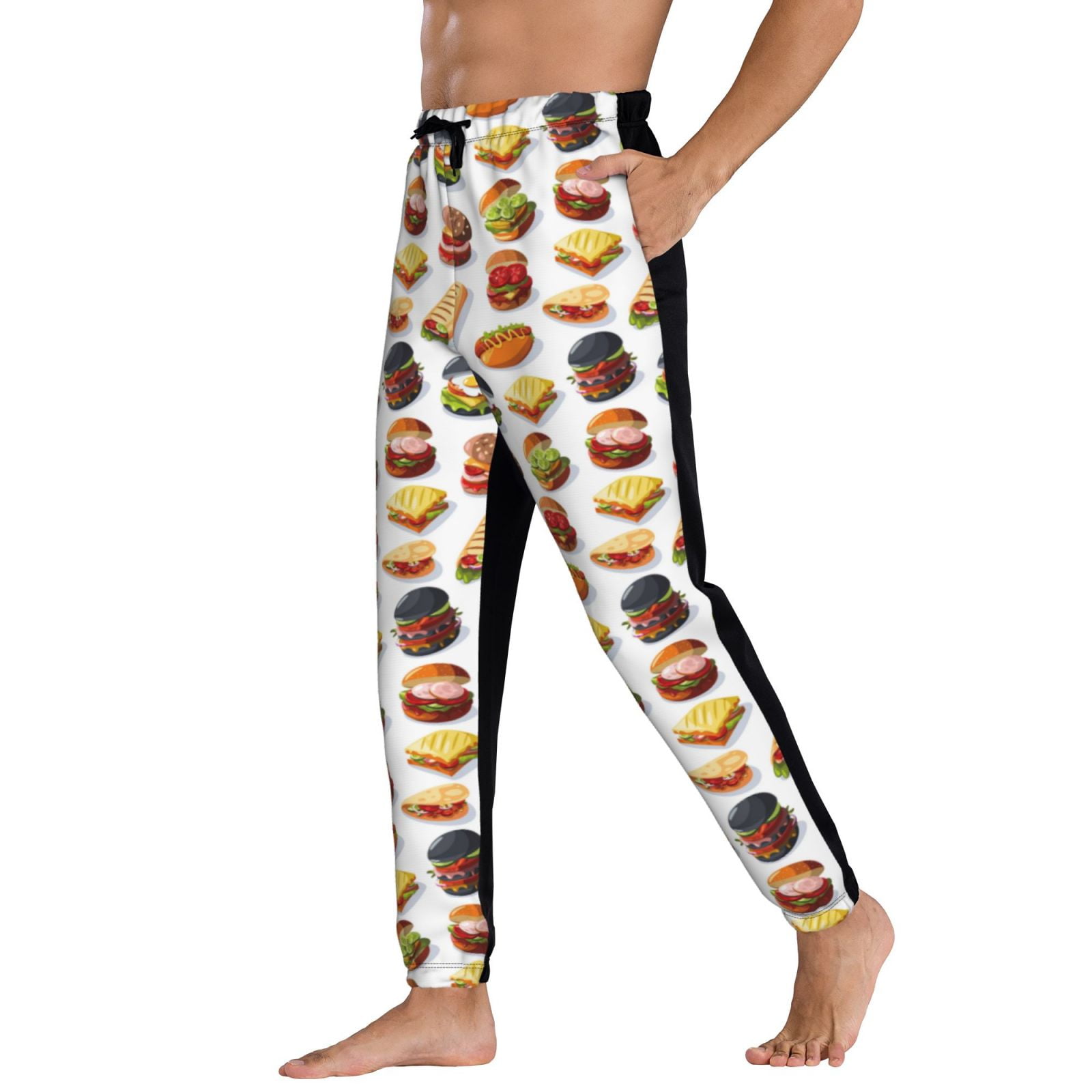 Sweatpants for Men - Cute Cheese Hamburger Chicken roll Adjustable ...