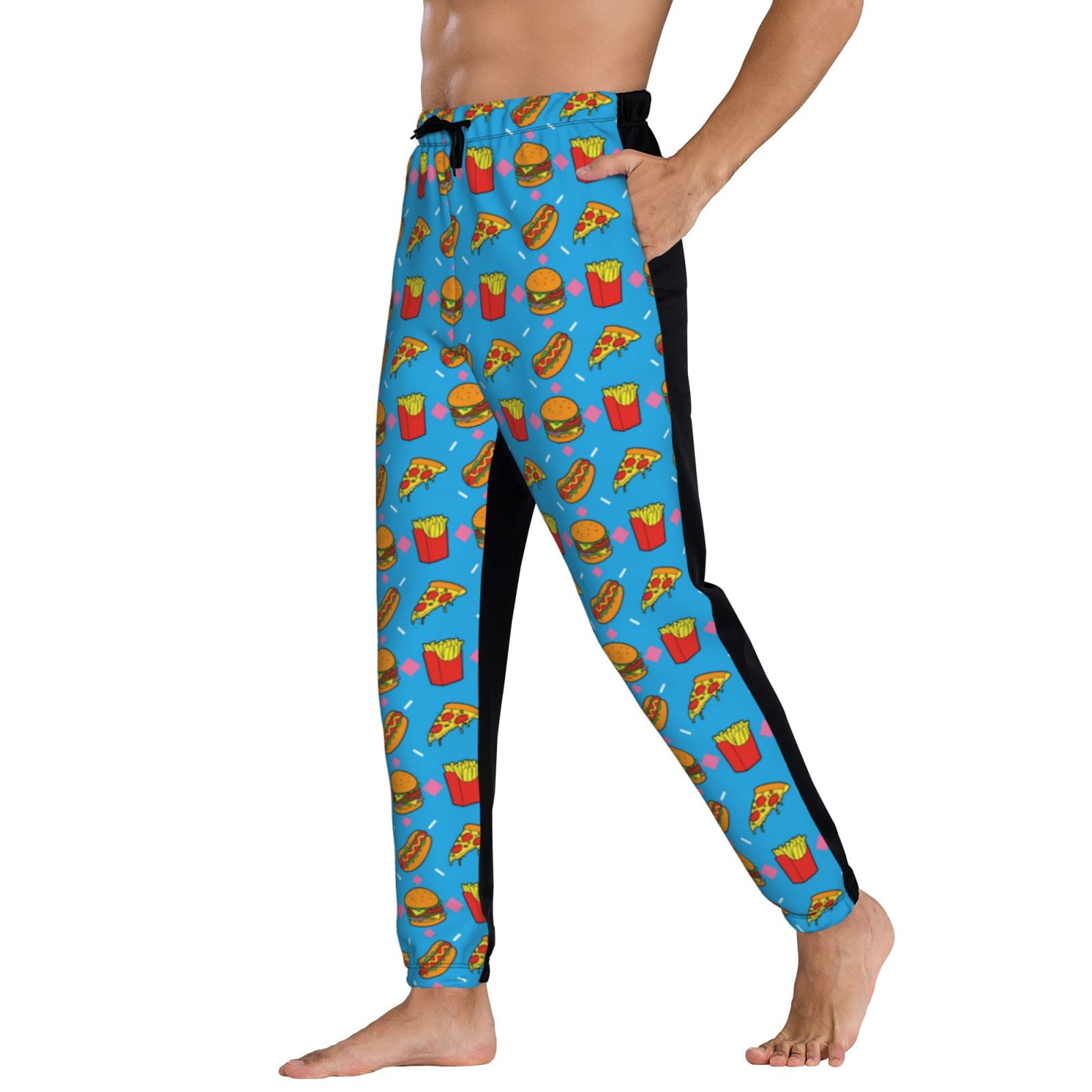 Sweatpants for Men - Cute Food Fries Hamburger Pizza Adjustable Elastic ...