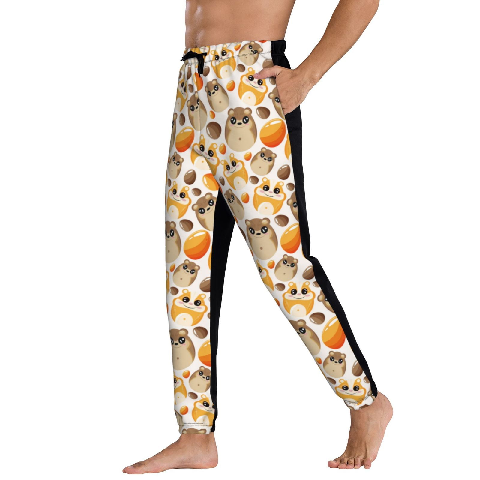 Sweatpants for Men - Glamorous Cute Cartoon Hamster Adjustable Elastic ...