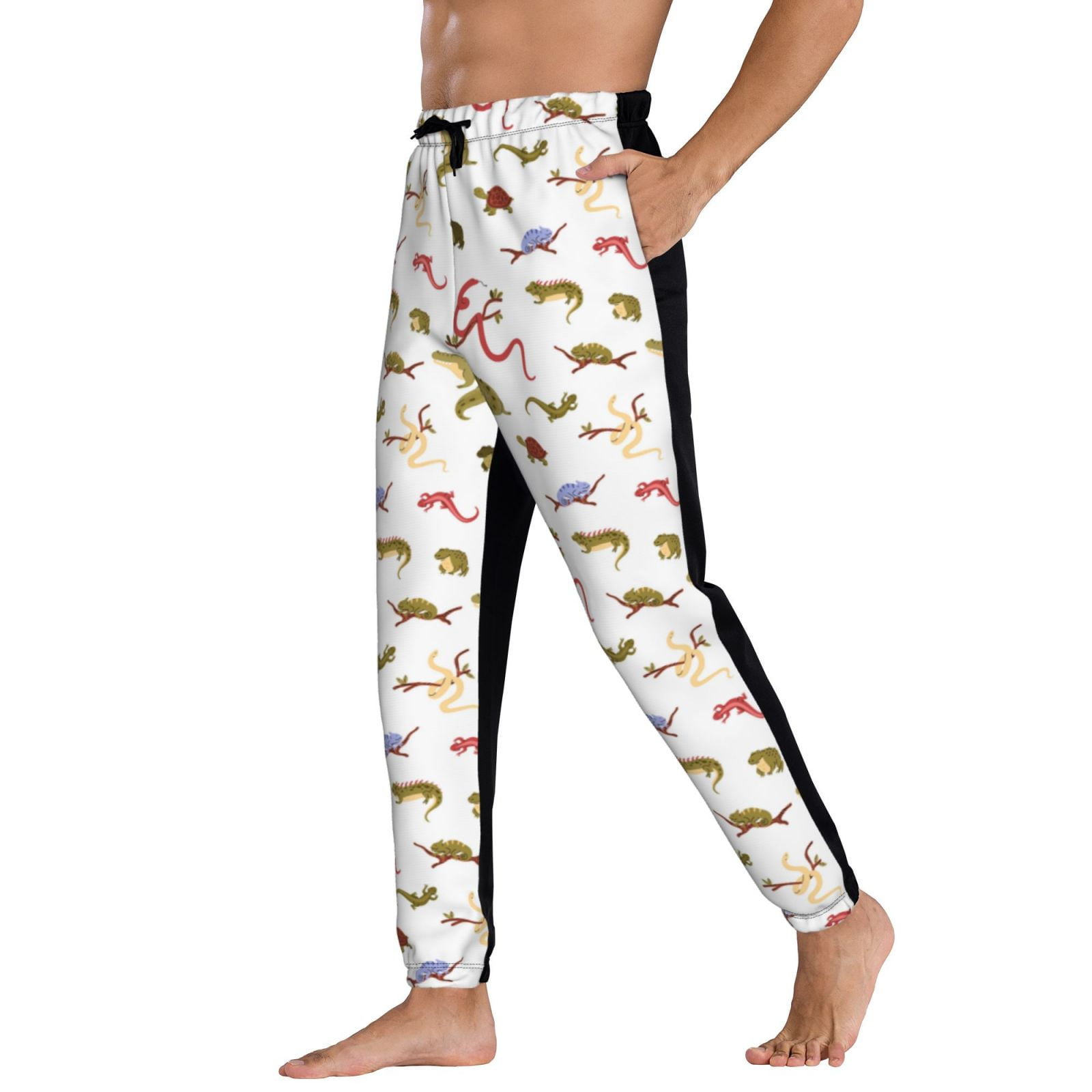 Sweatpants for Men - Lizard Snake Turtle Crocodile_A Adjustable Elastic ...
