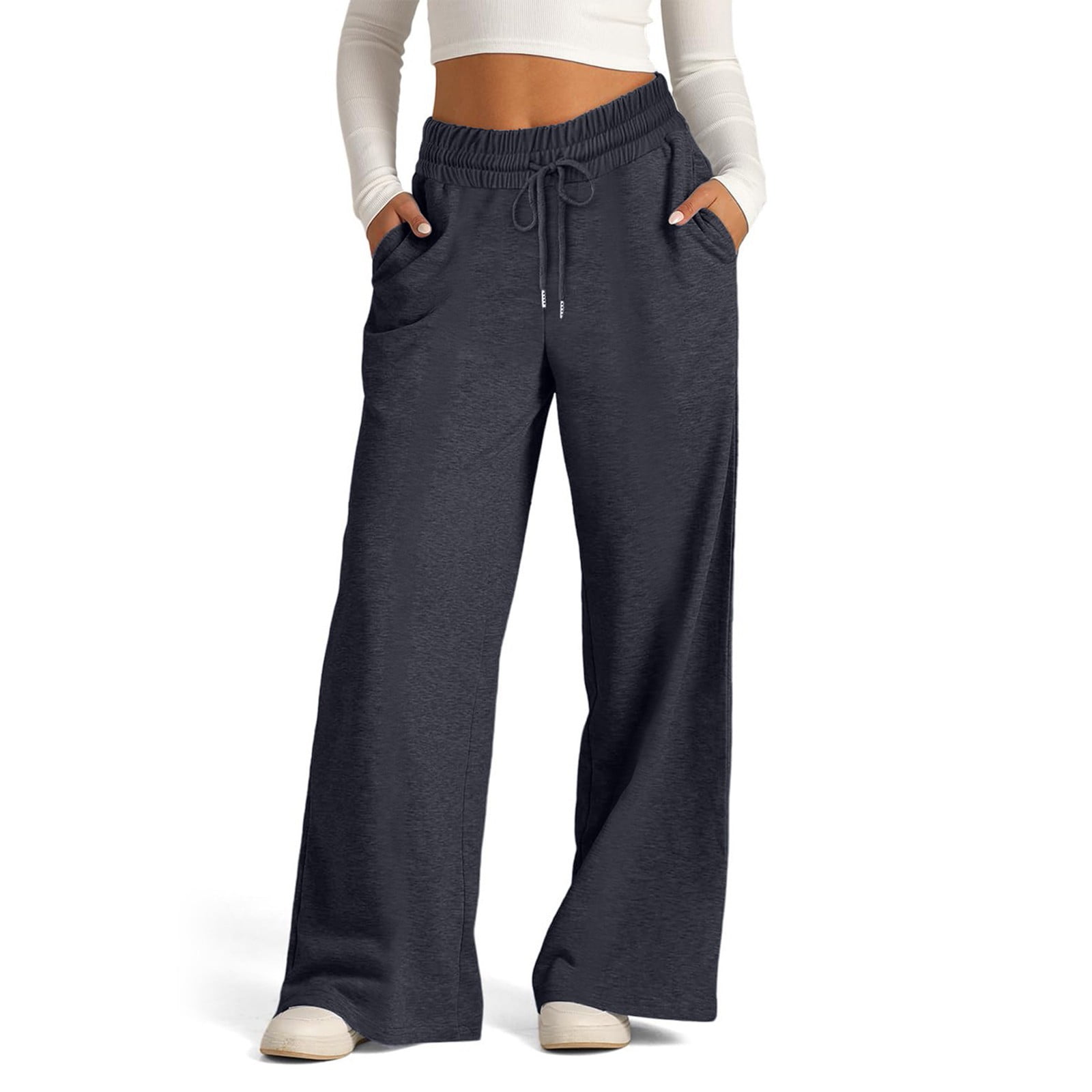 Sweatpants for Women Baggy Elastic Waisted Butt Lifting Sweatpants Plus ...