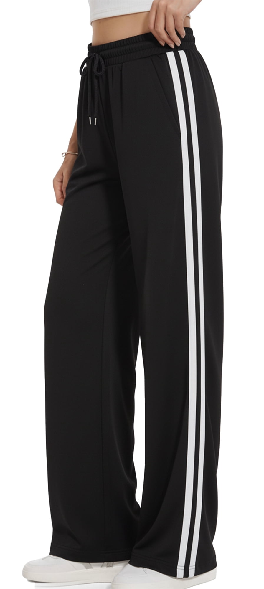 WQD Womens Wide Leg Yoga Joggers with Pockets High Waisted Lounge Pants ...