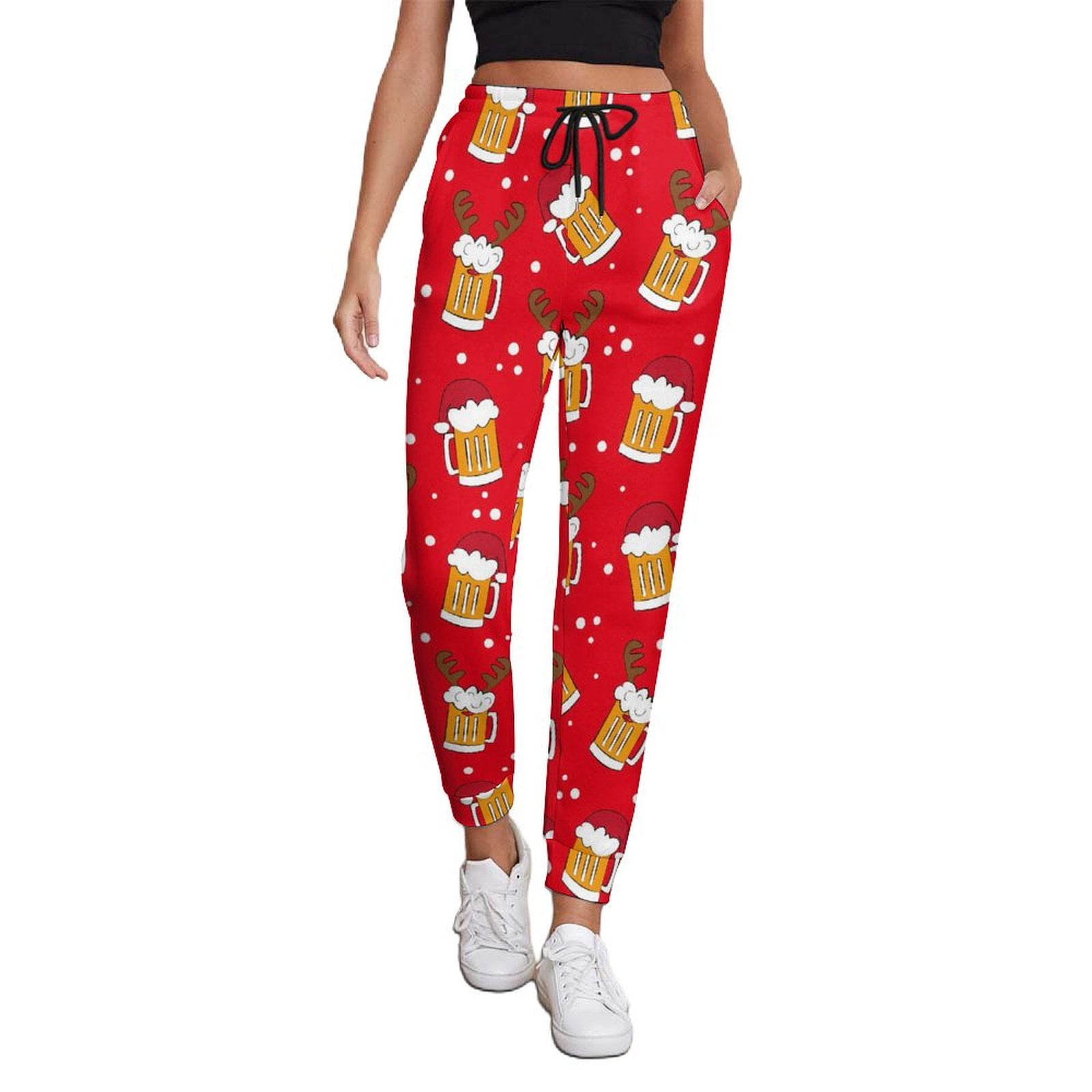 Sweatpants Women - Christmas Hat Beer Baggy Joggers for Women with ...