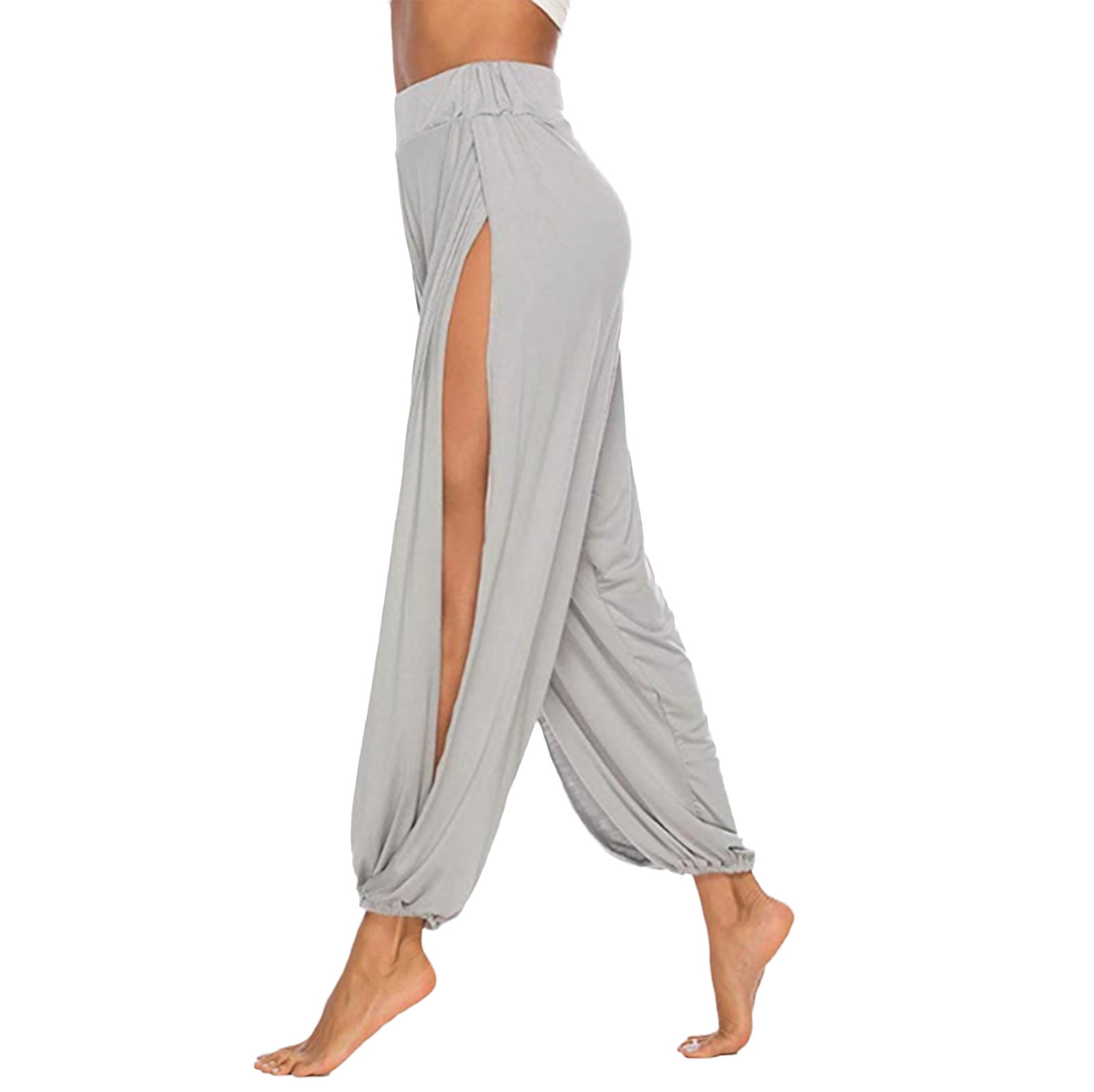 Sweatpants Women Exercise Color High Split Leisure Stretch Running ...
