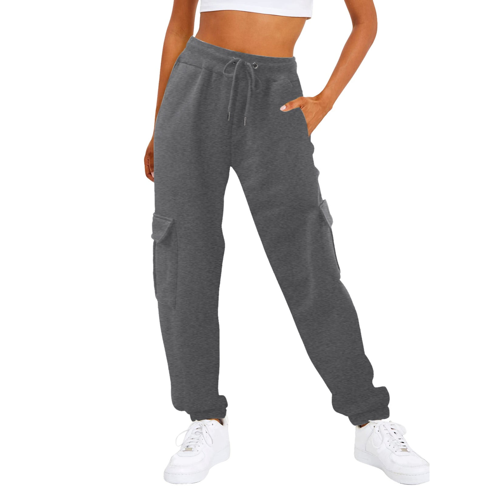 Sweatpants Women Ladies Solid Color Drawstring Elastic Waist Casual ...